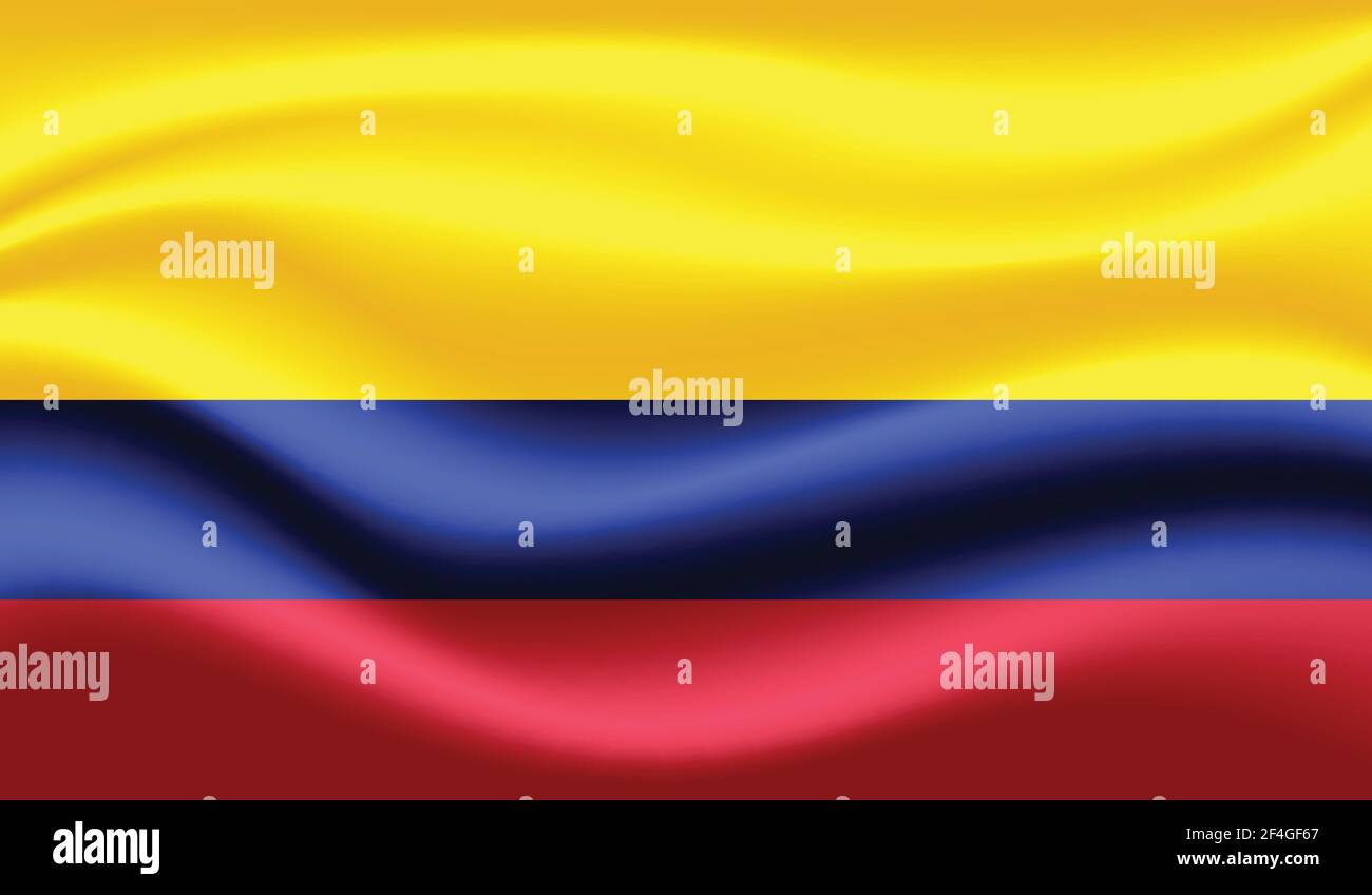 Columbia flag with waving grunge texture. Vector background Stock ...