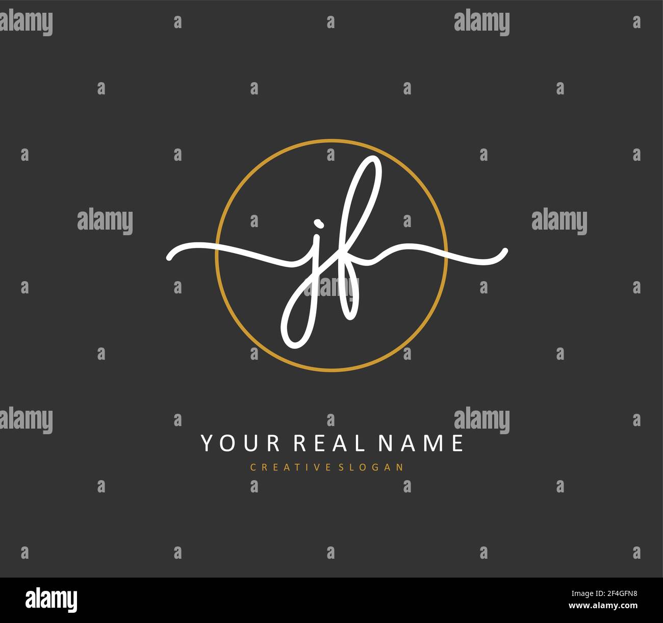 JF Initial letter handwriting and signature logo. A concept handwriting ...
