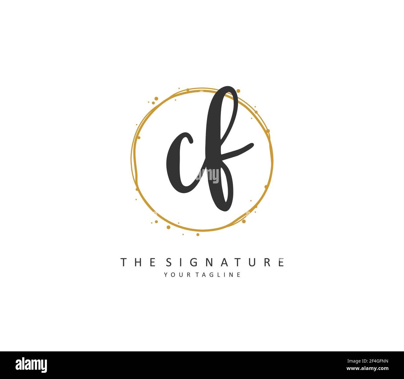 CF Initial letter handwriting and signature logo. A concept handwriting ...