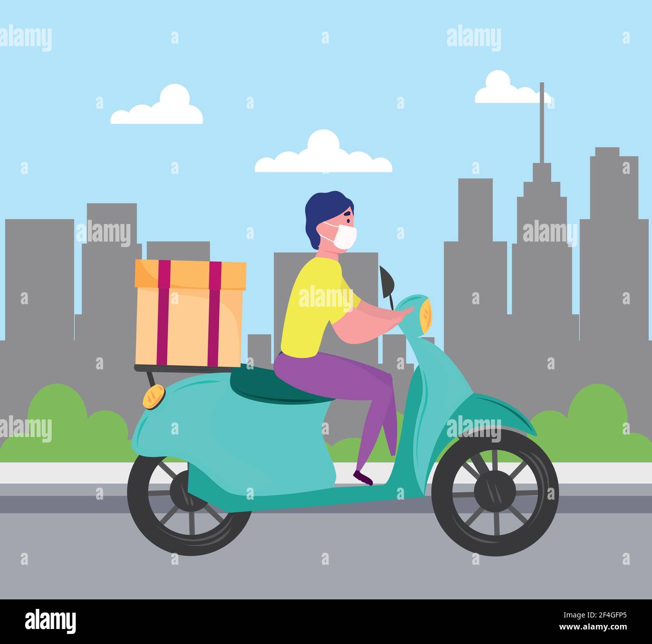 delivery man working riding motorcycle Stock Vector Image & Art - Alamy