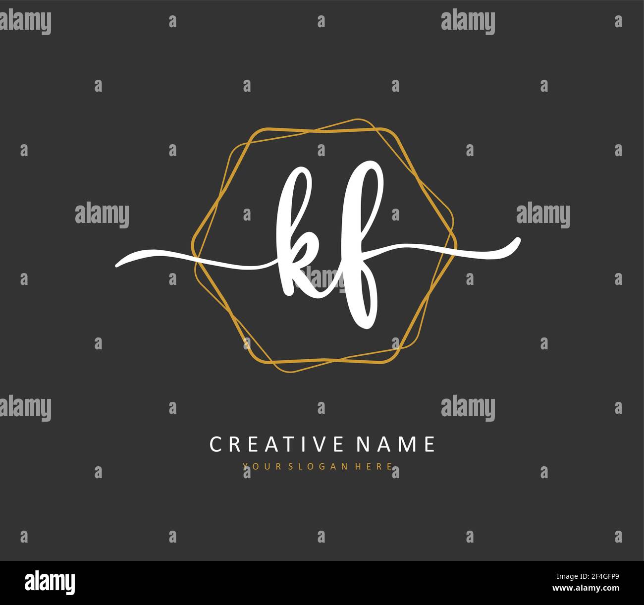 KF Initial letter handwriting and signature logo. A concept handwriting ...