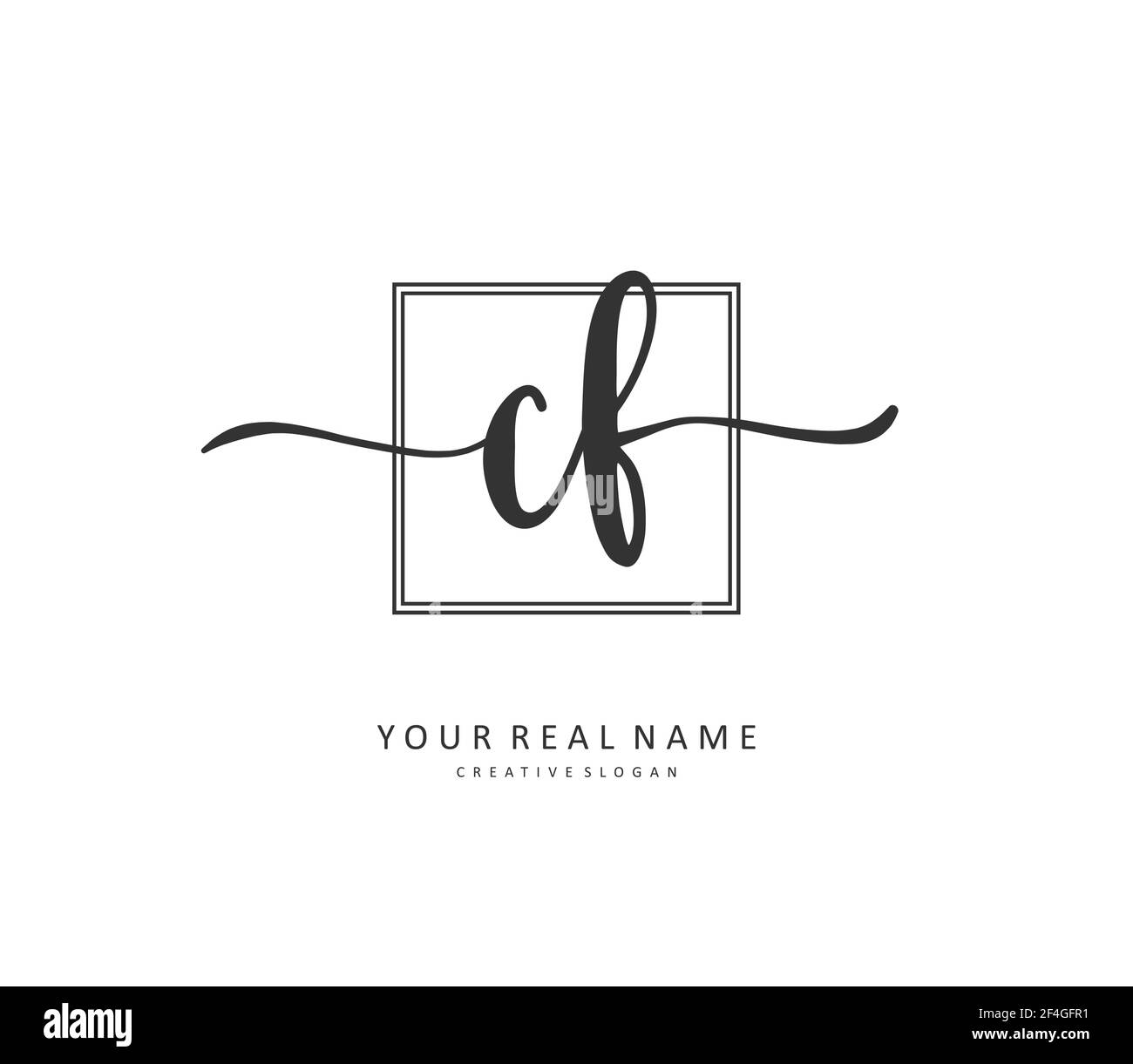 CF Initial letter handwriting and signature logo. A concept handwriting ...