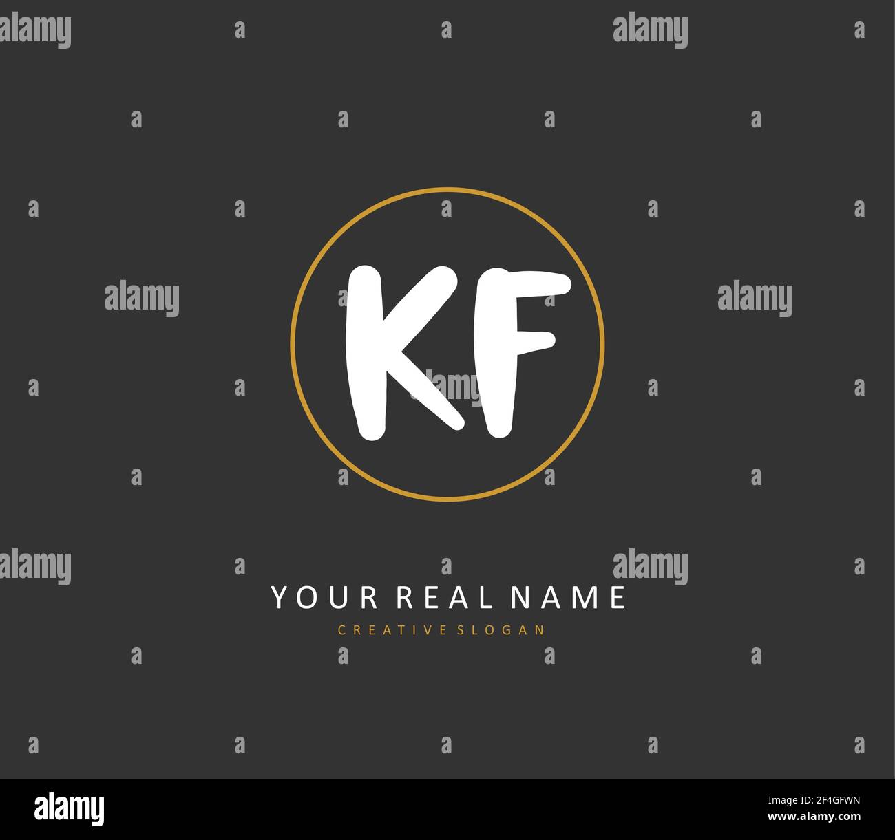 KF Initial letter handwriting and signature logo. A concept handwriting ...