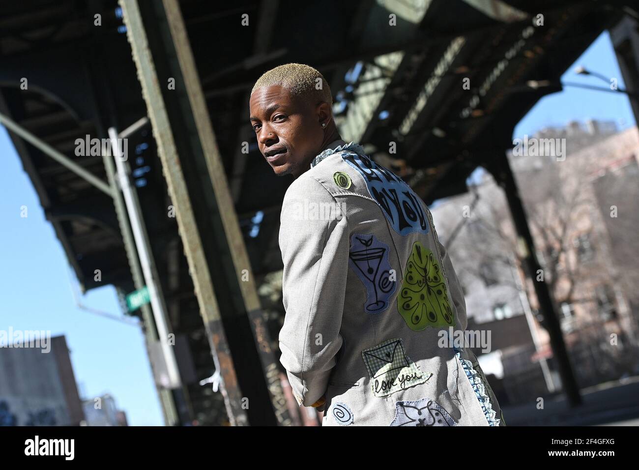 Politician and artist Paperboy Love Prince poses under the elevated ...