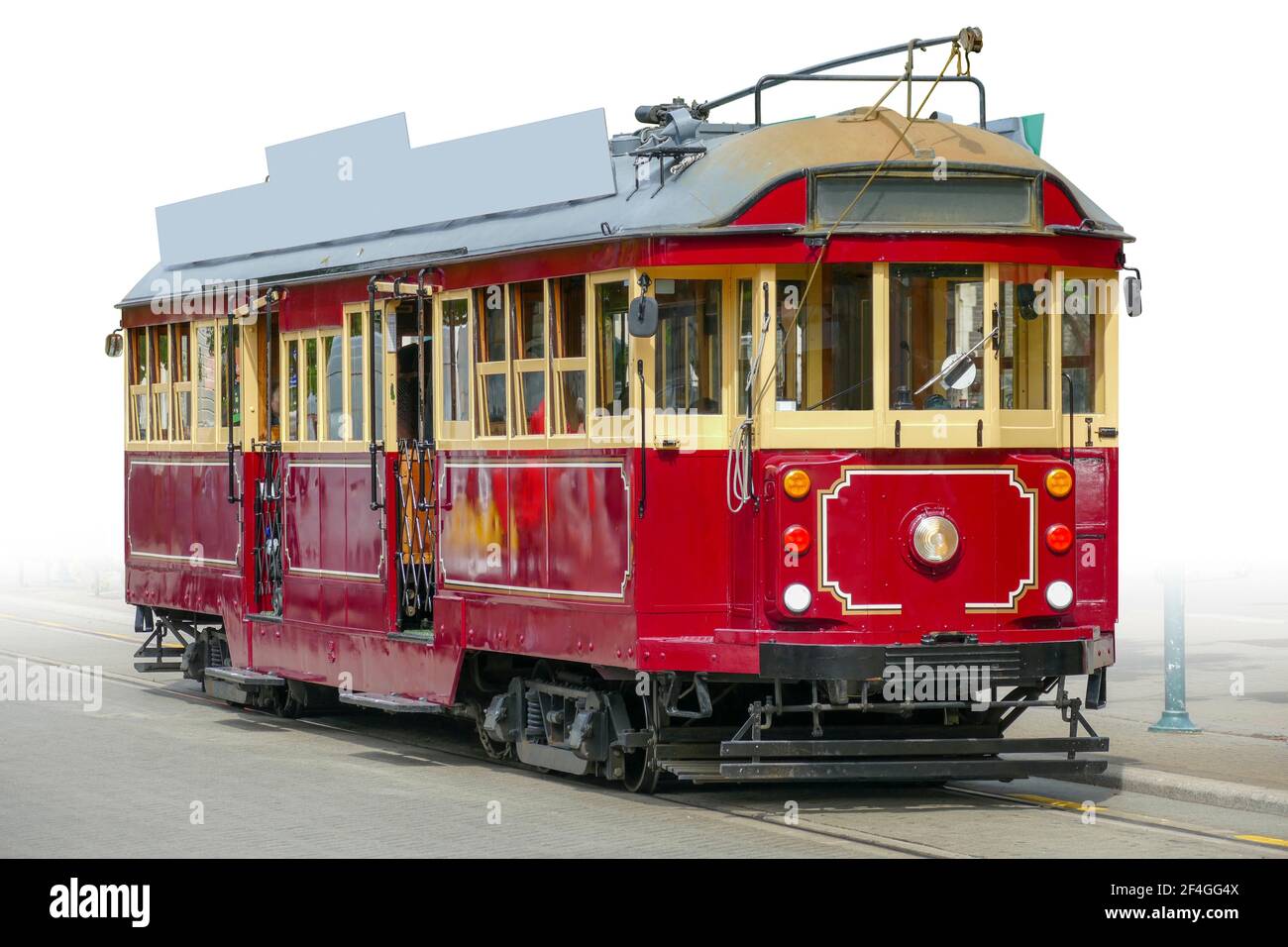 Historic tramway tram seen in Christchurch in New Zealand, gradient ...
