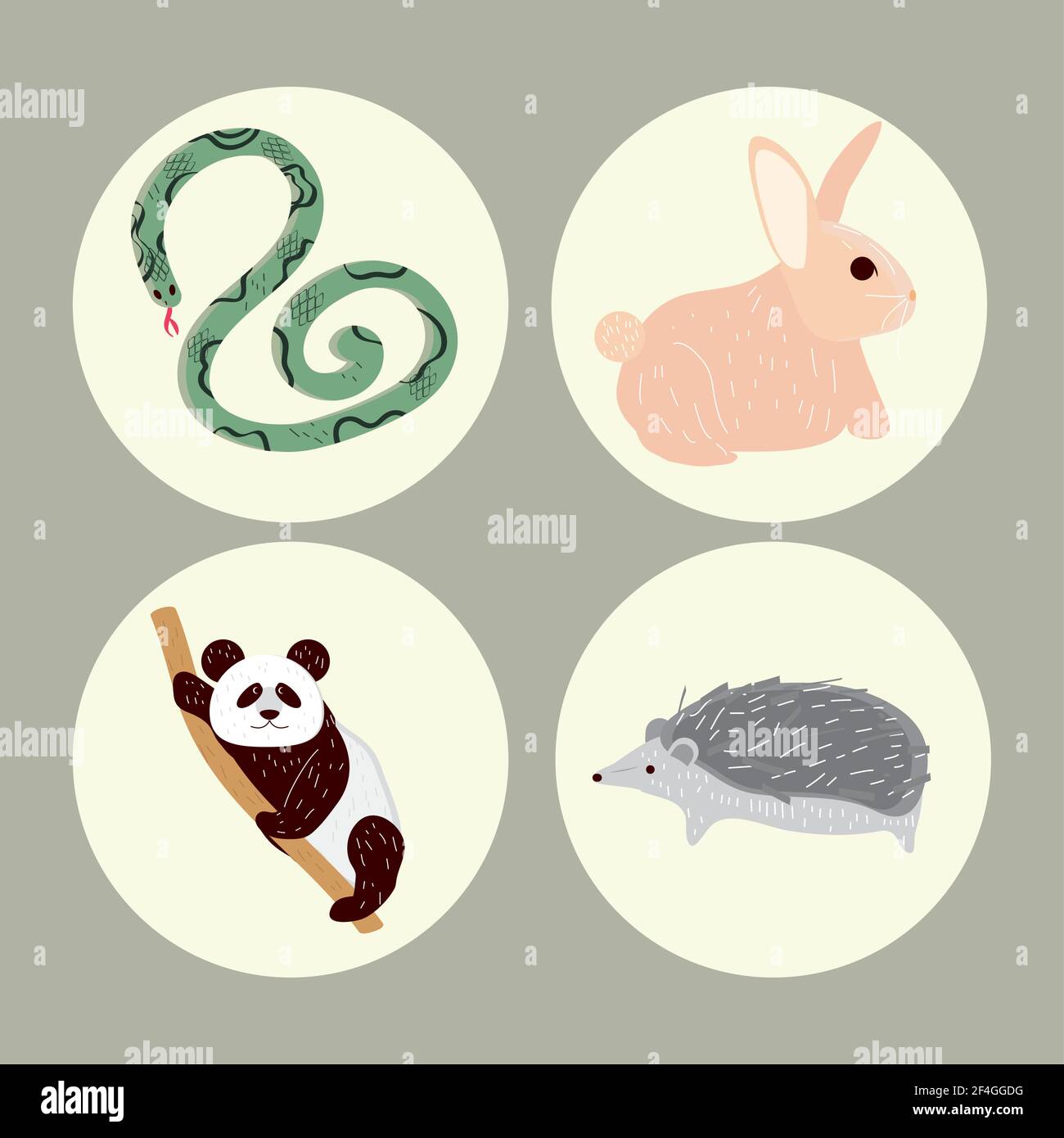 animals cartoon snake rabbit panda Stock Vector Image & Art - Alamy