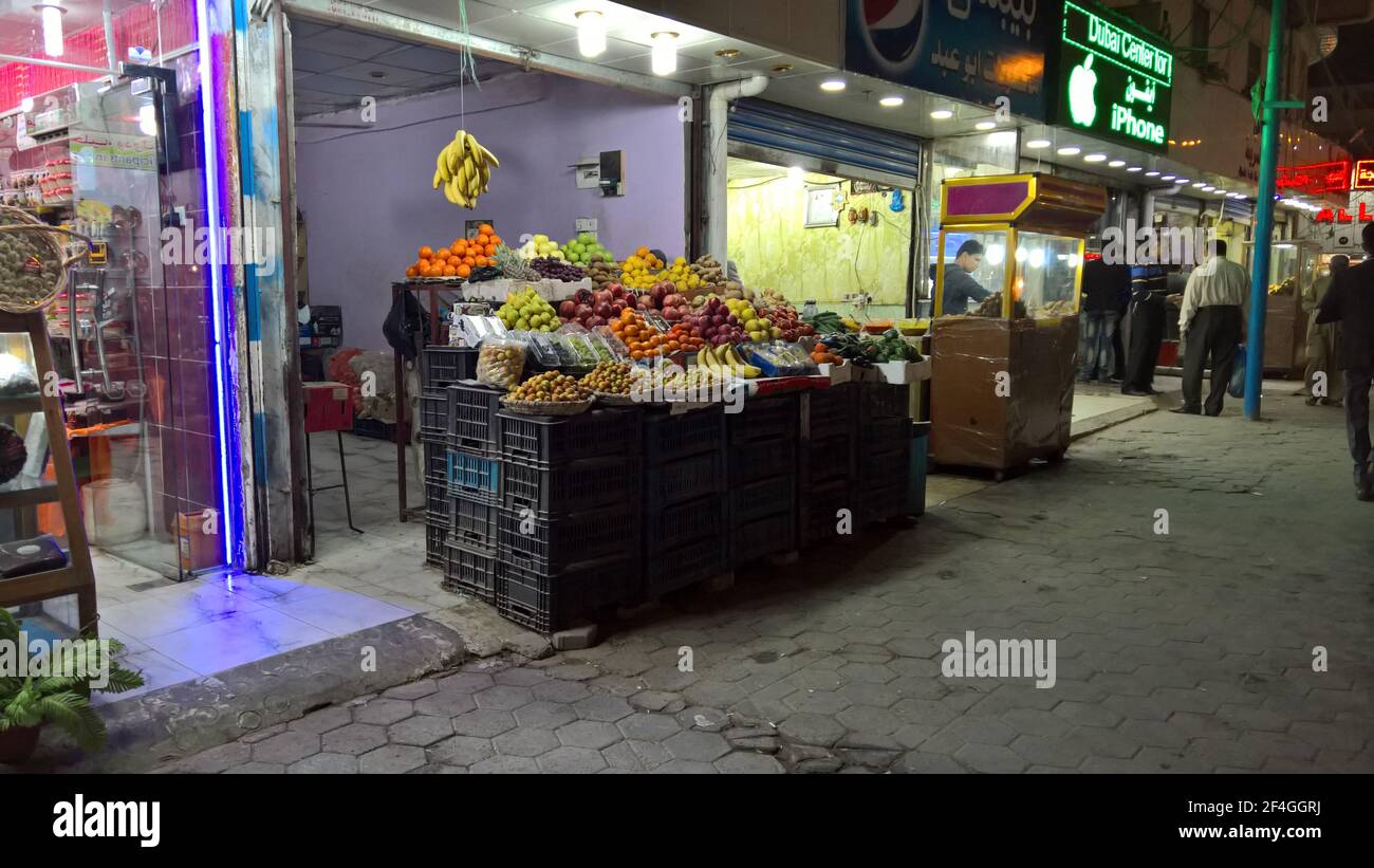 basra, iraq- march 03, 2017: street photo for grocery shop in basra ...