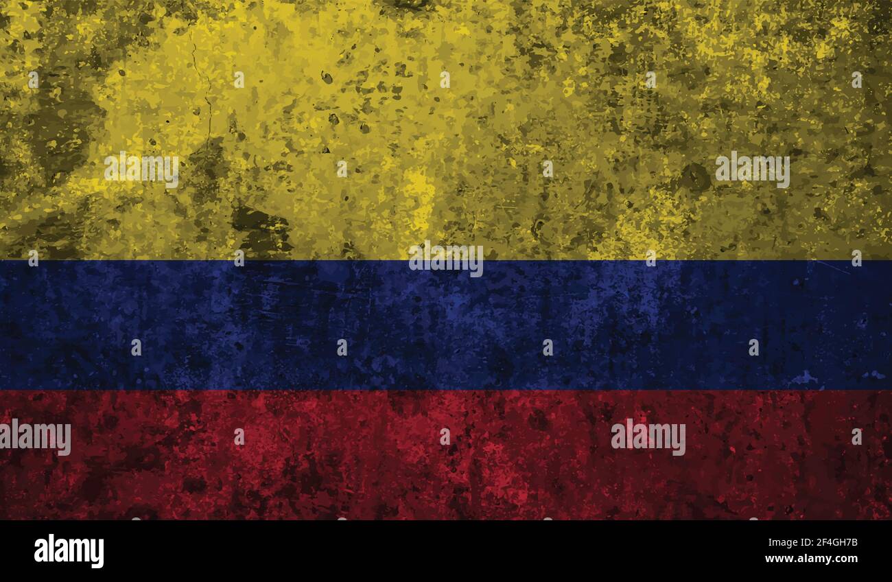 Columbia flag with waving grunge texture. Vector background Stock ...