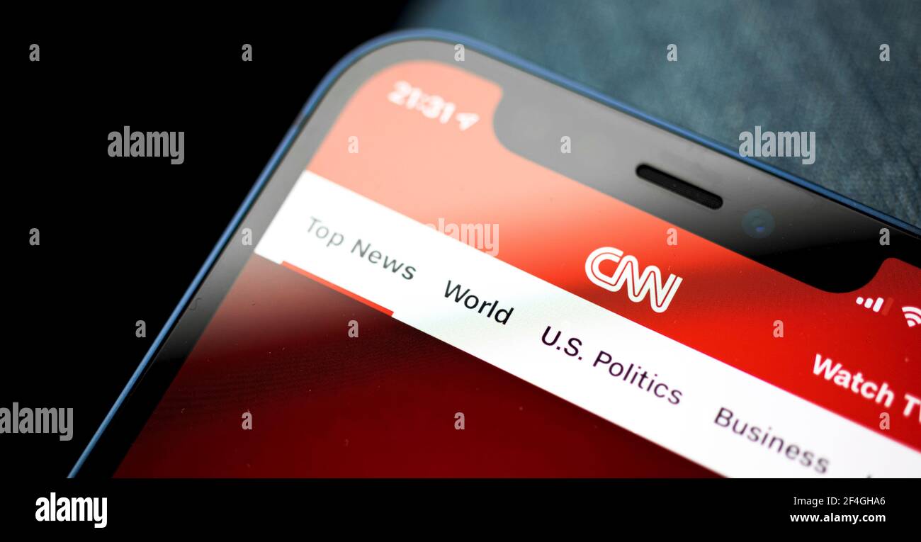 Kharkov, Ukraine - March 17, 2021: Homepage of cnn news app on the ...