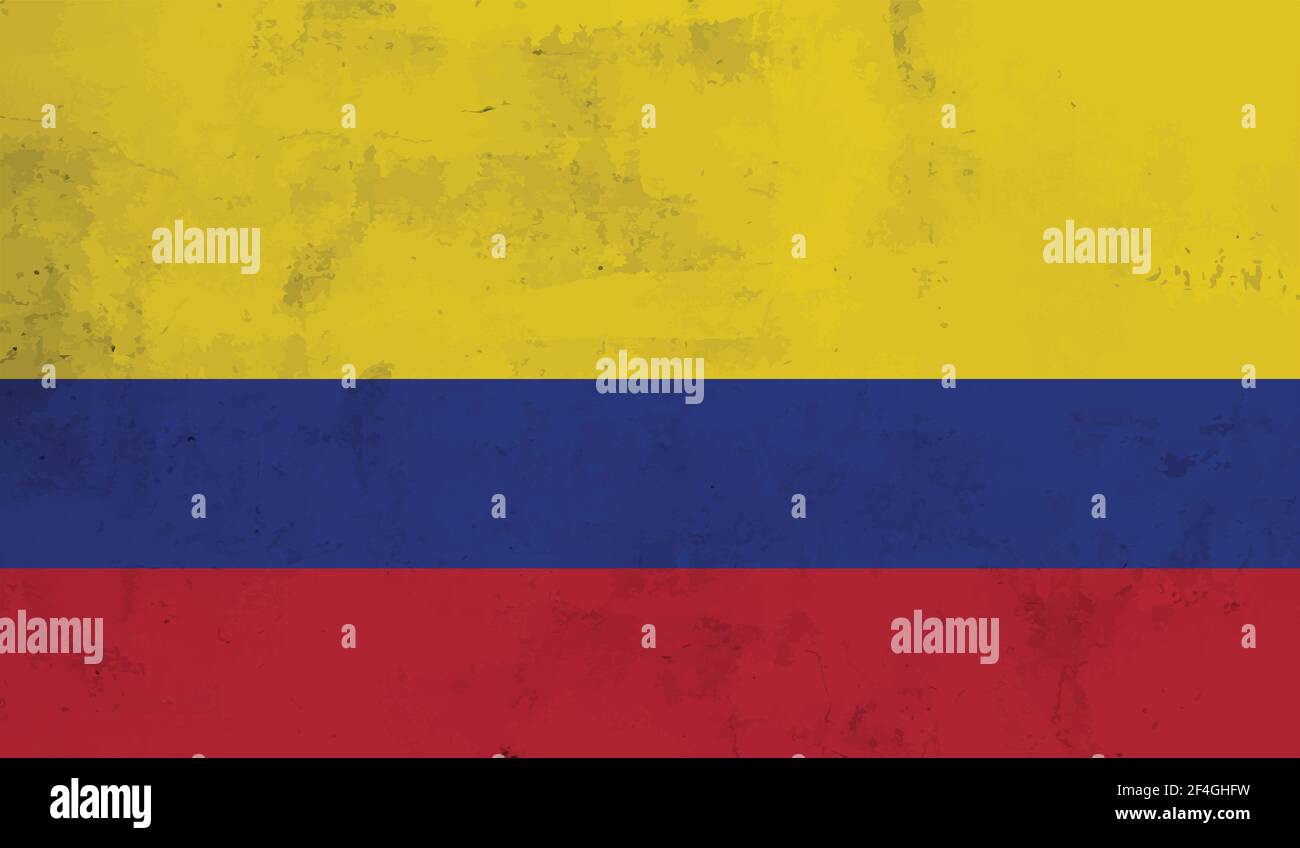 Columbia flag with waving grunge texture. Vector background Stock ...
