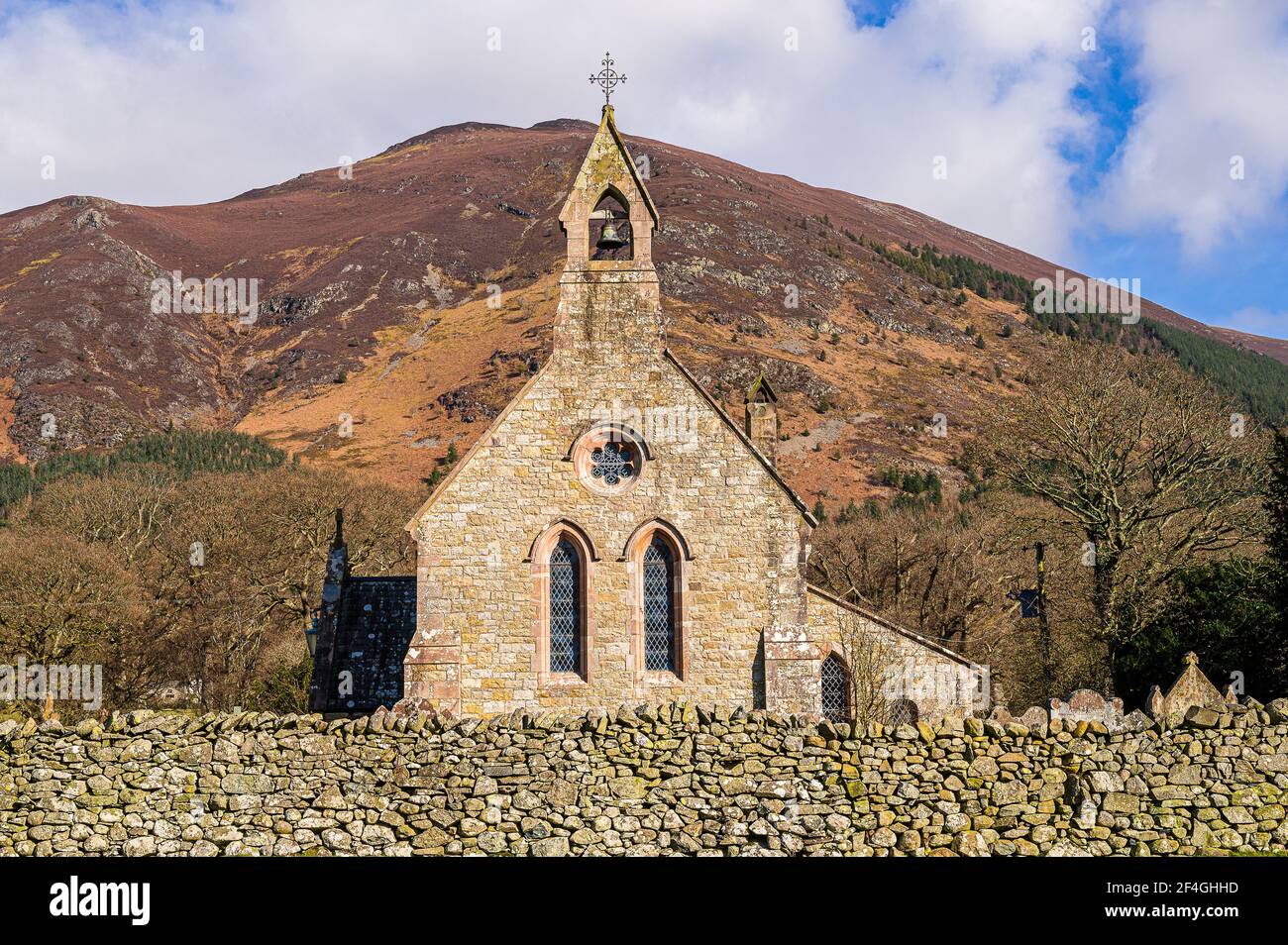 St Bega's Church on Bassenthwaite Lake, Lake District, Cumbria Stock ...