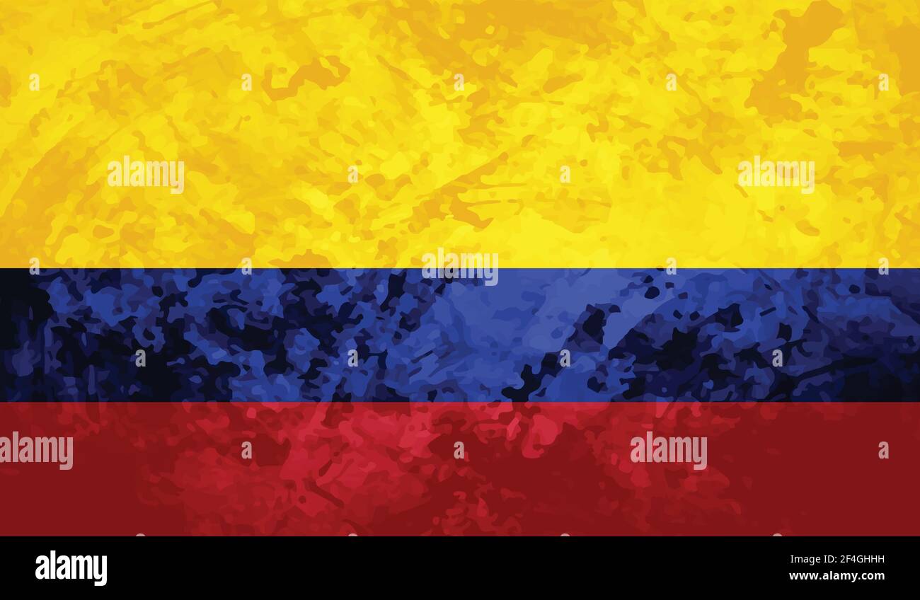 Columbia flag with waving grunge texture. Vector background Stock ...