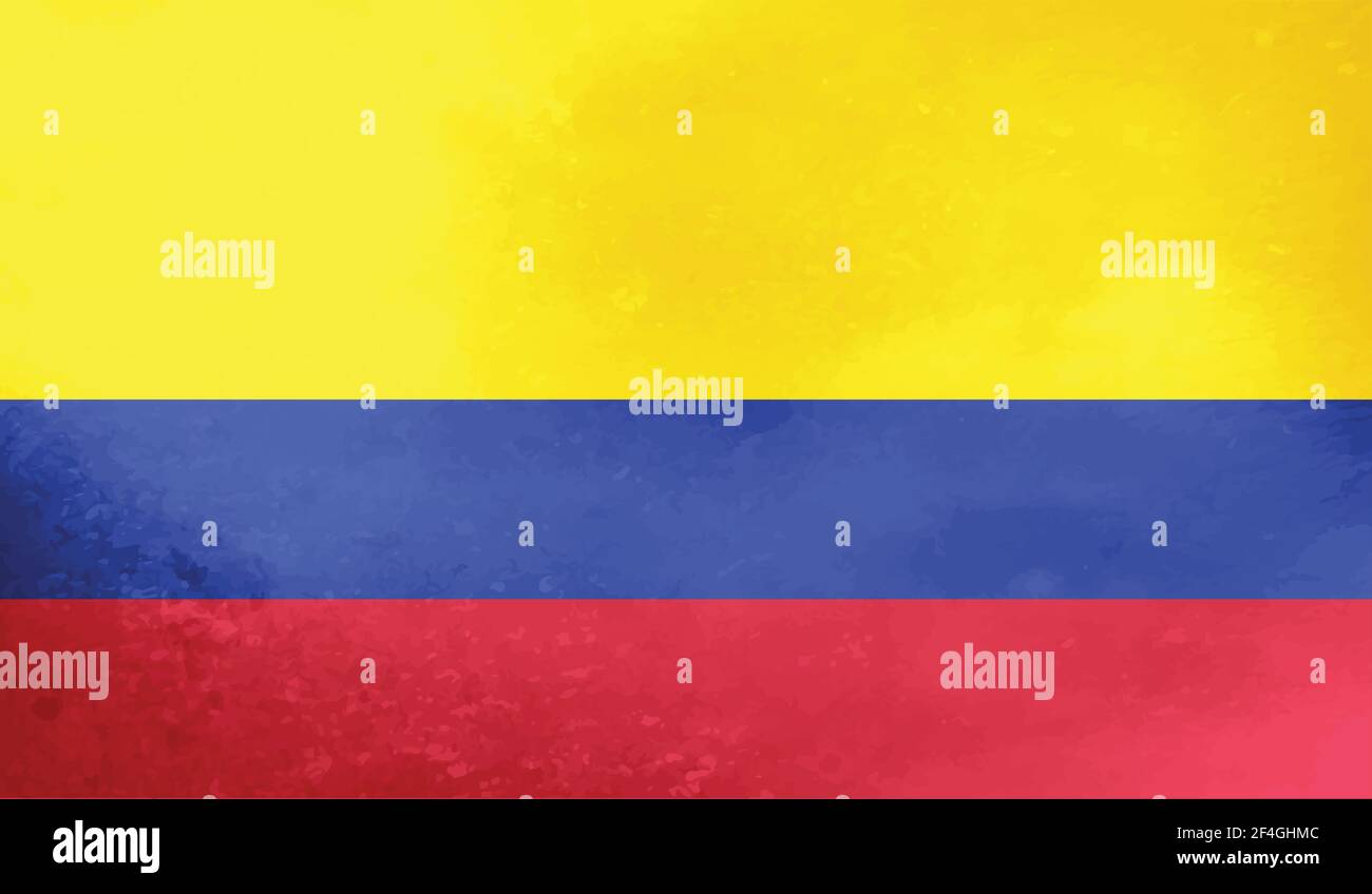 Columbia flag with waving grunge texture. Vector background Stock ...
