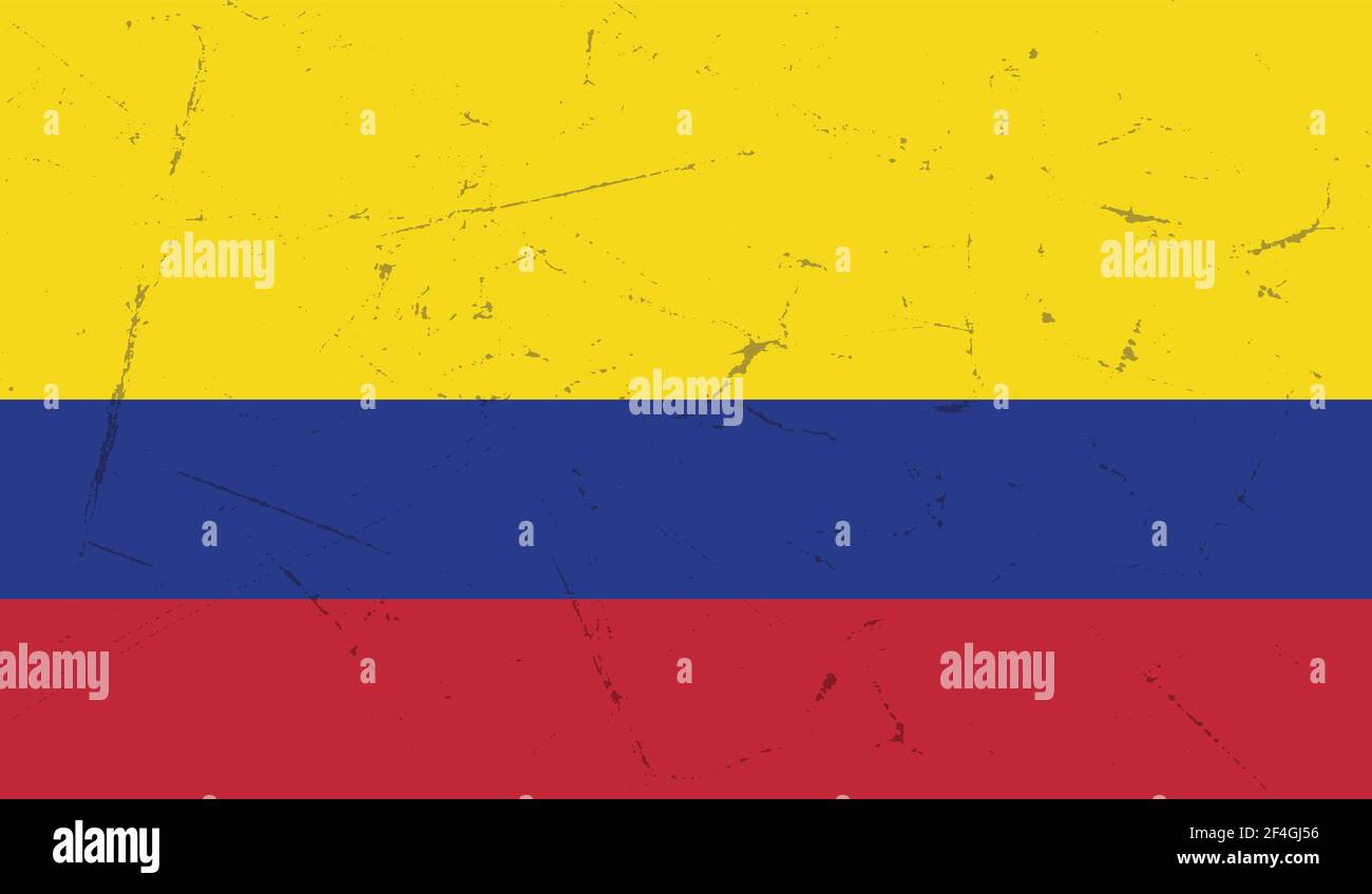 Columbia flag with waving grunge texture. Vector background Stock ...