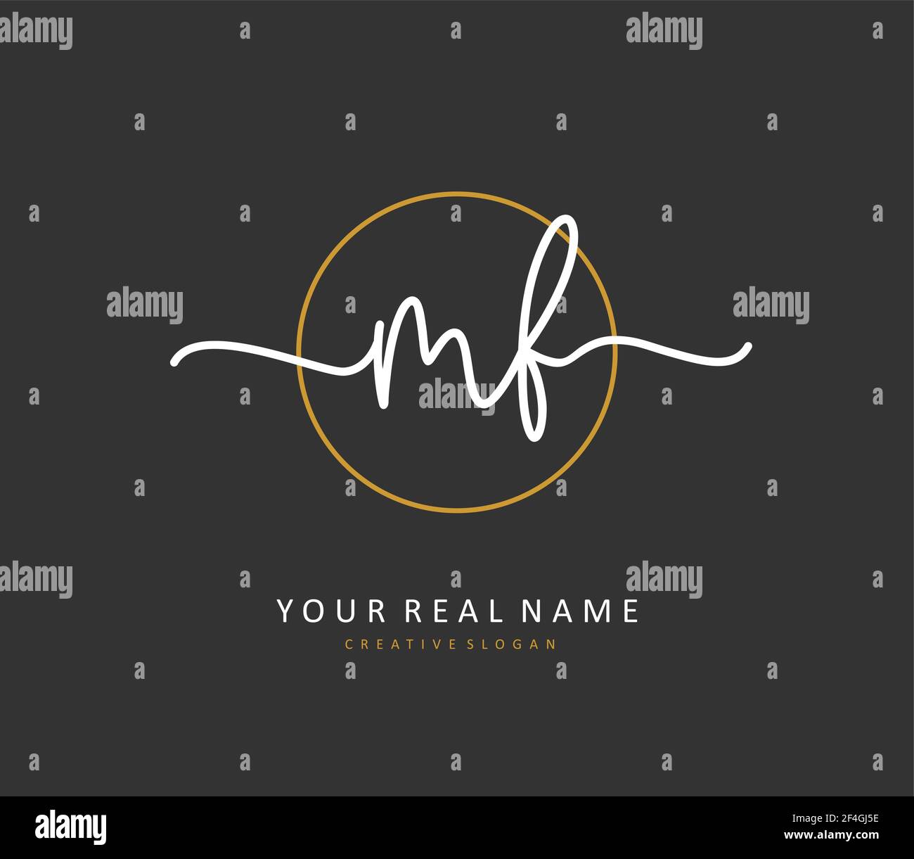 MF Initial letter handwriting and signature logo. A concept handwriting ...