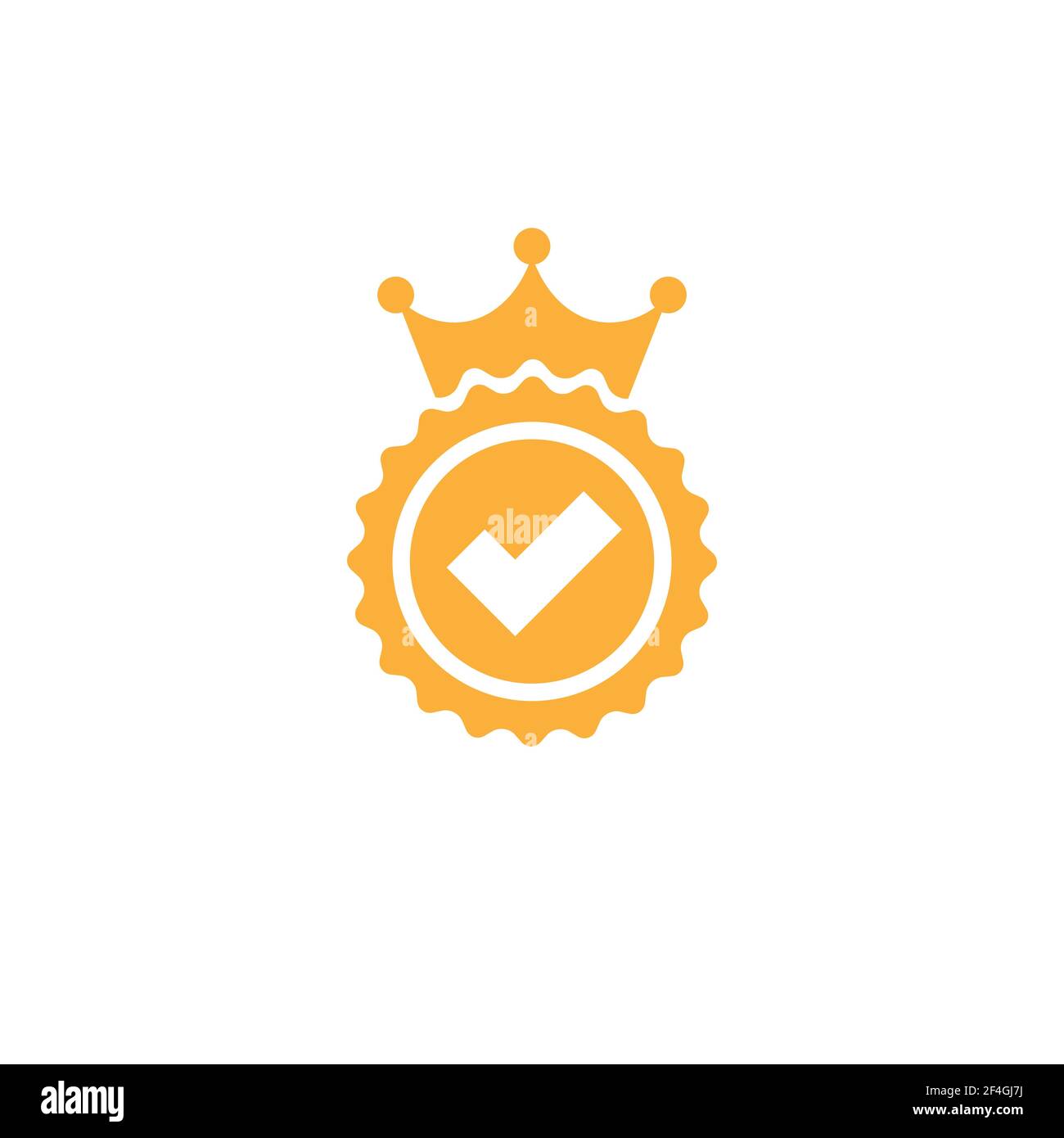 Valid Seal icon. Gold circle with royal crown and tick. Flat OK sticker ...