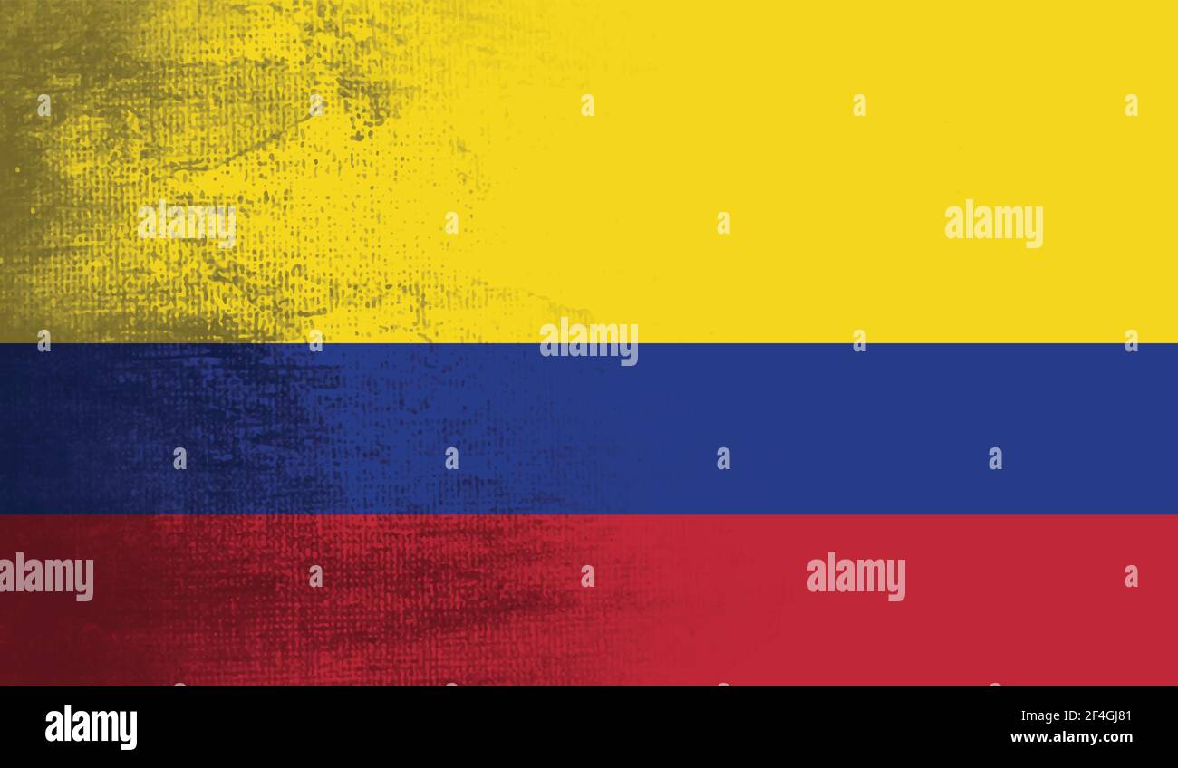 Columbia flag with waving grunge texture. Vector background Stock ...