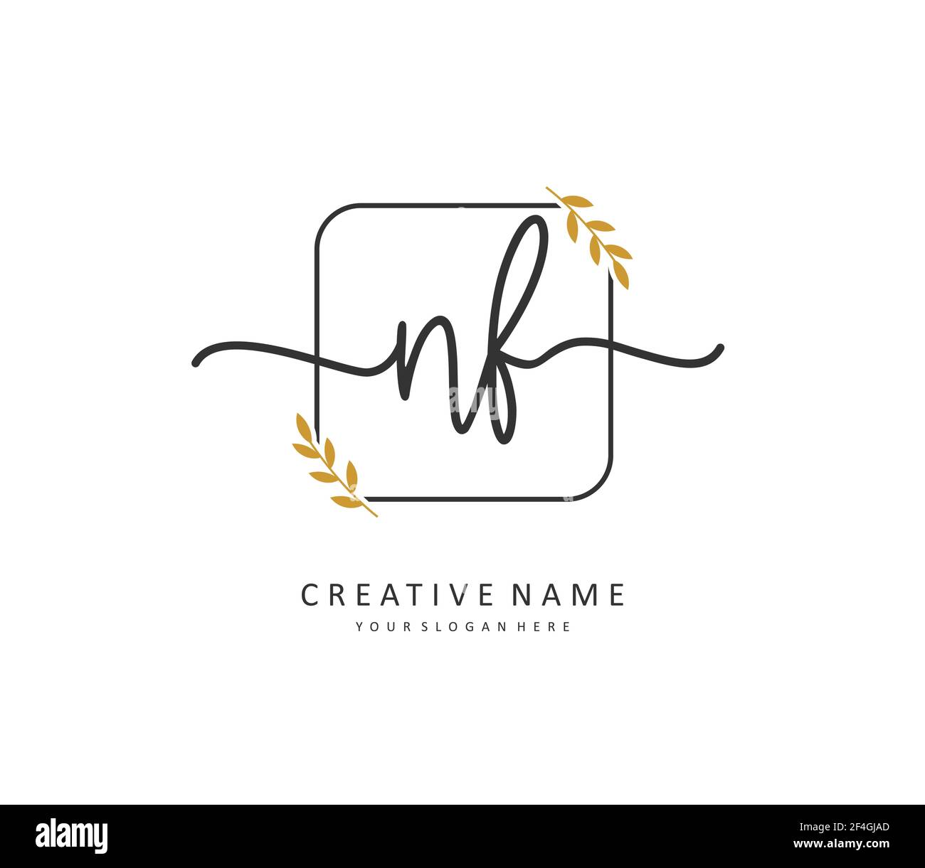 NF Initial letter handwriting and signature logo. A concept handwriting ...