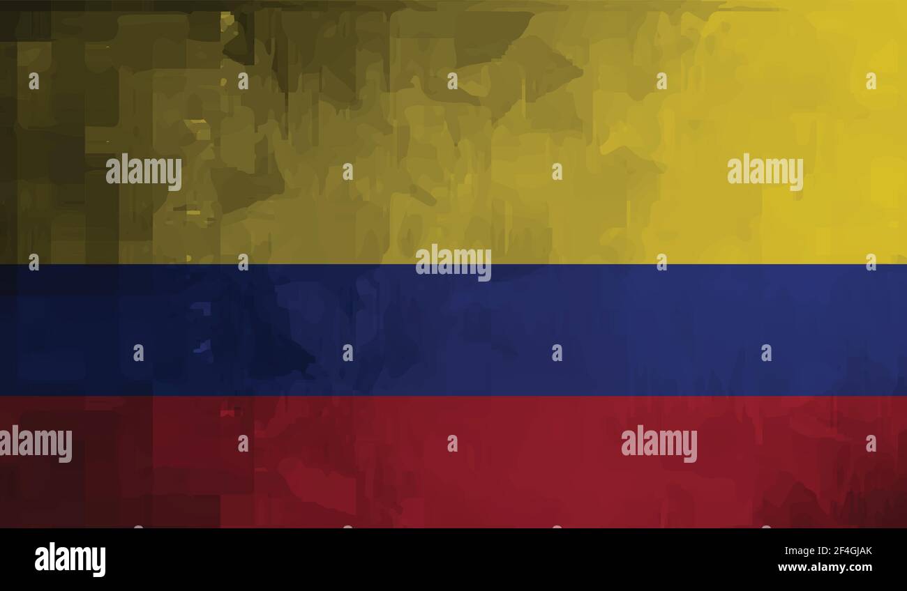 Columbia flag with waving grunge texture. Vector background Stock ...