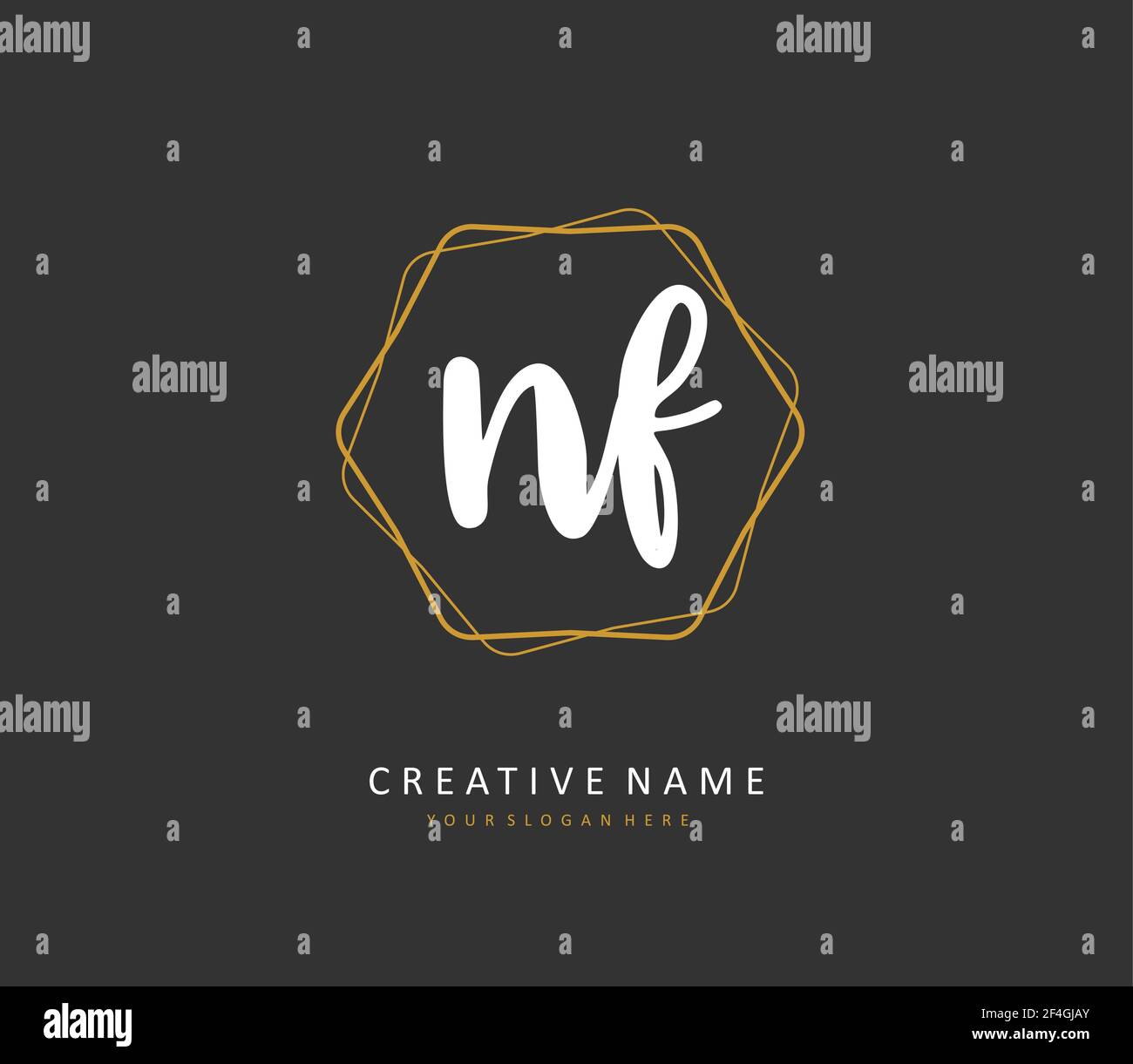NF Initial letter handwriting and signature logo. A concept handwriting ...