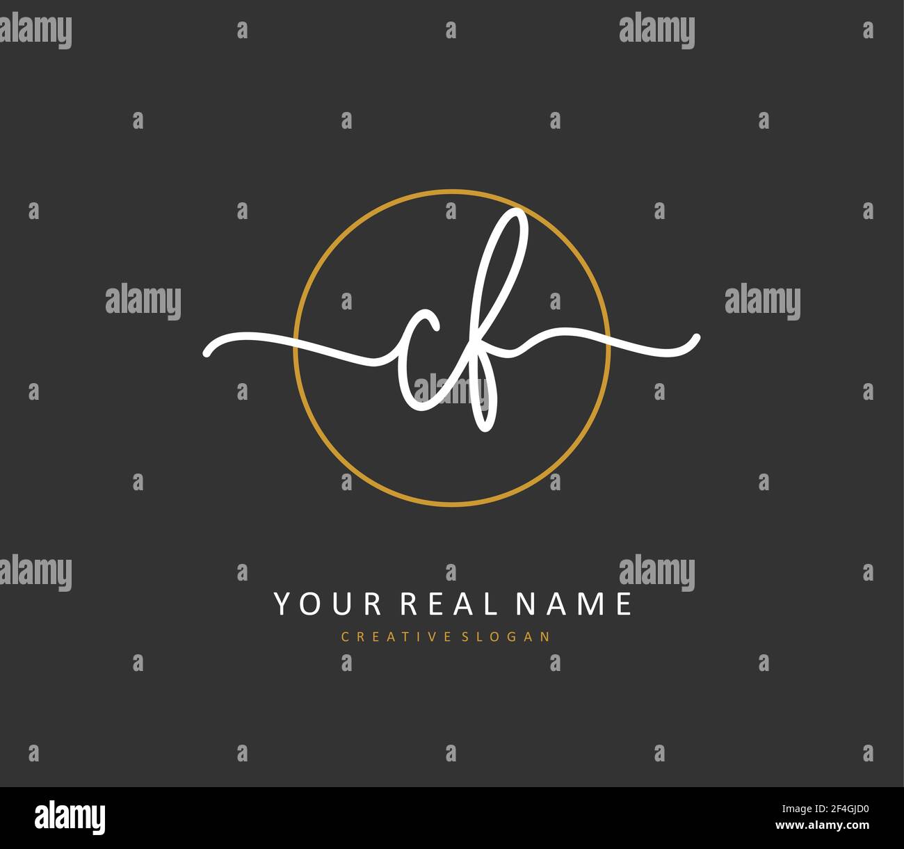 CF Initial letter handwriting and signature logo. A concept handwriting ...