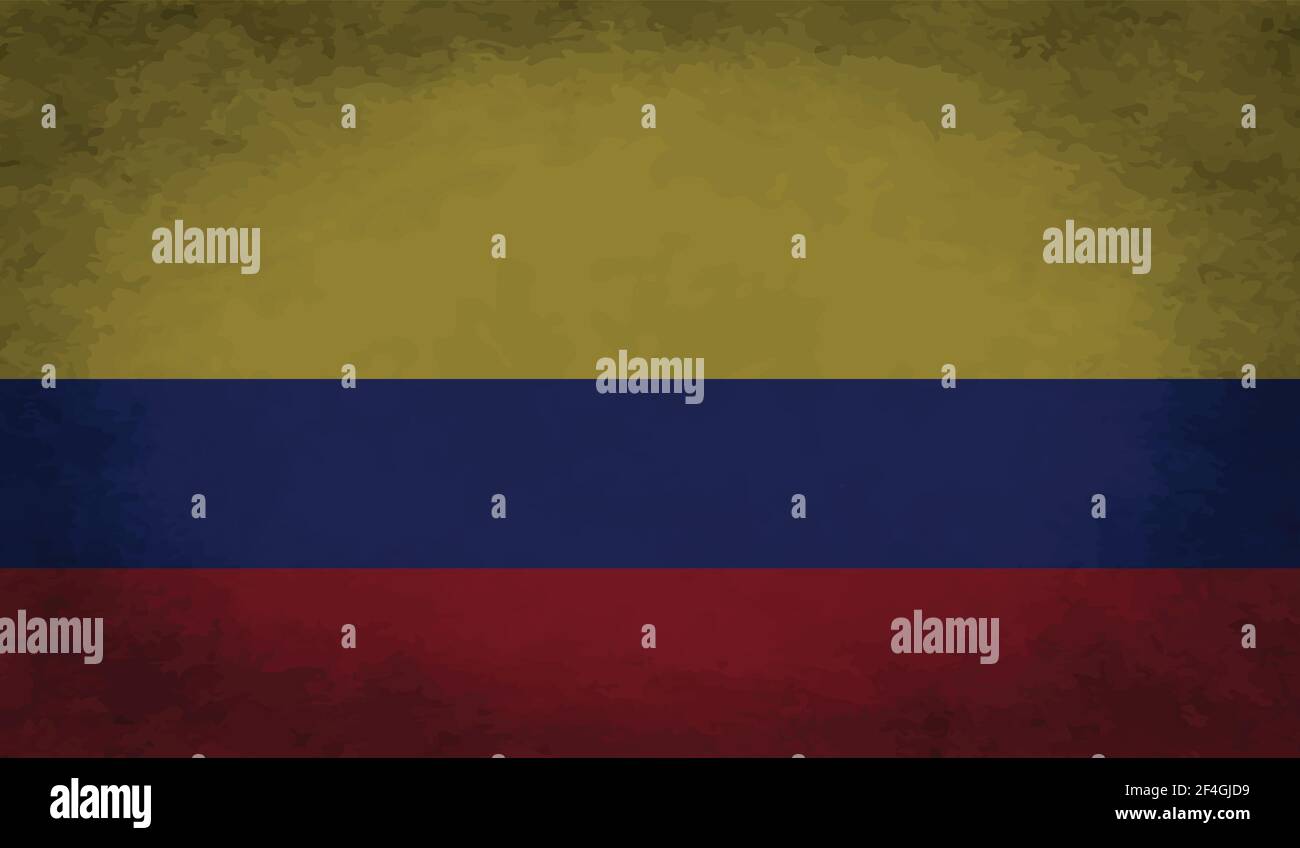 Columbia flag with waving grunge texture. Vector background Stock ...