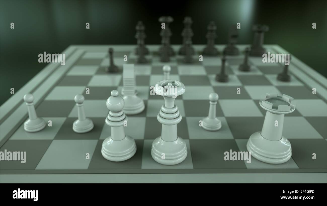 3d render. Chess board and pieces Stock Photo - Alamy