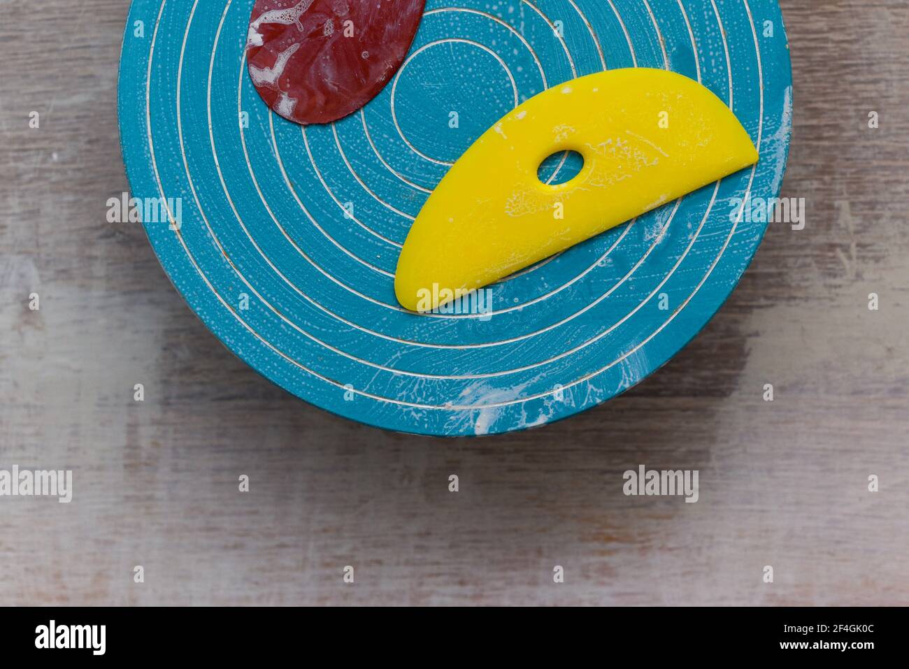 Pottery wheel with ceramics tools for making art and craft objects from ...