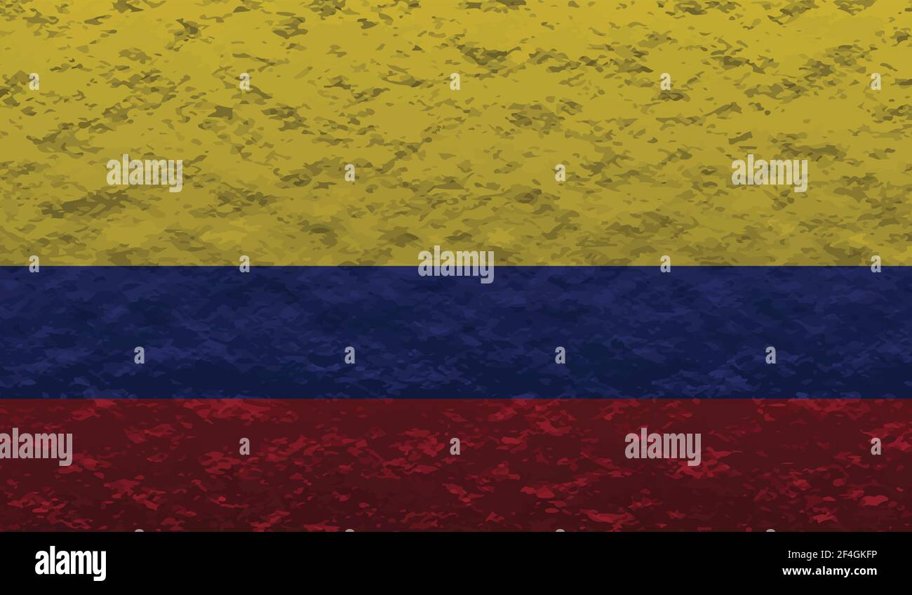 Columbia flag with waving grunge texture. Vector background Stock ...