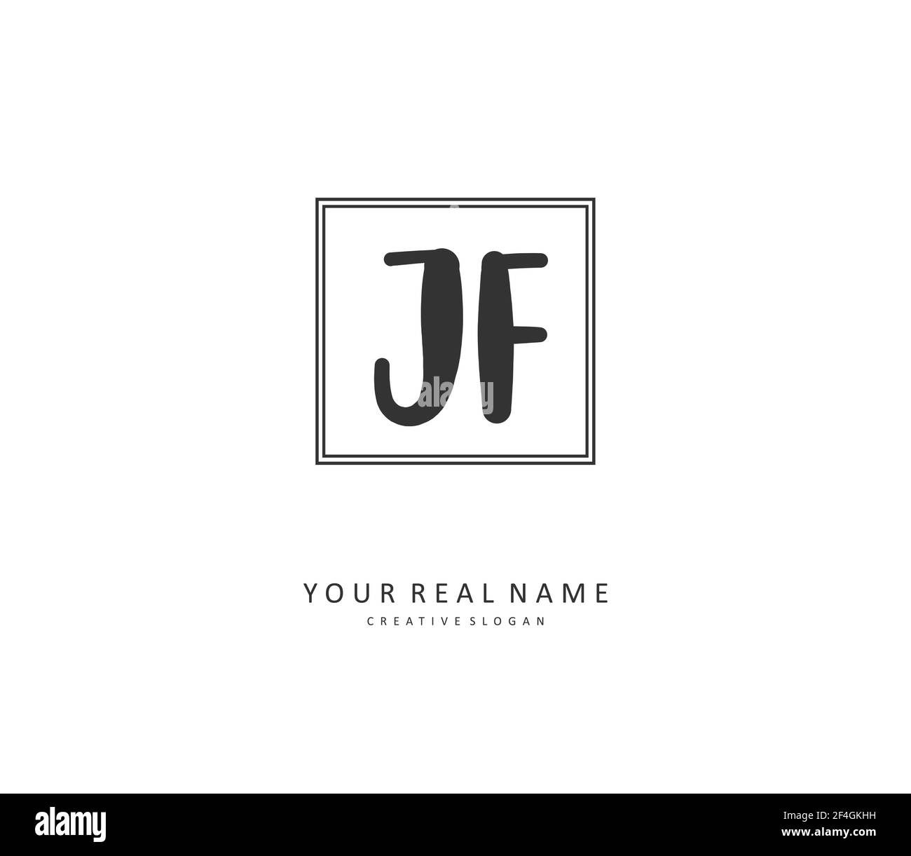 JF Initial letter handwriting and signature logo. A concept handwriting initial logo with ...