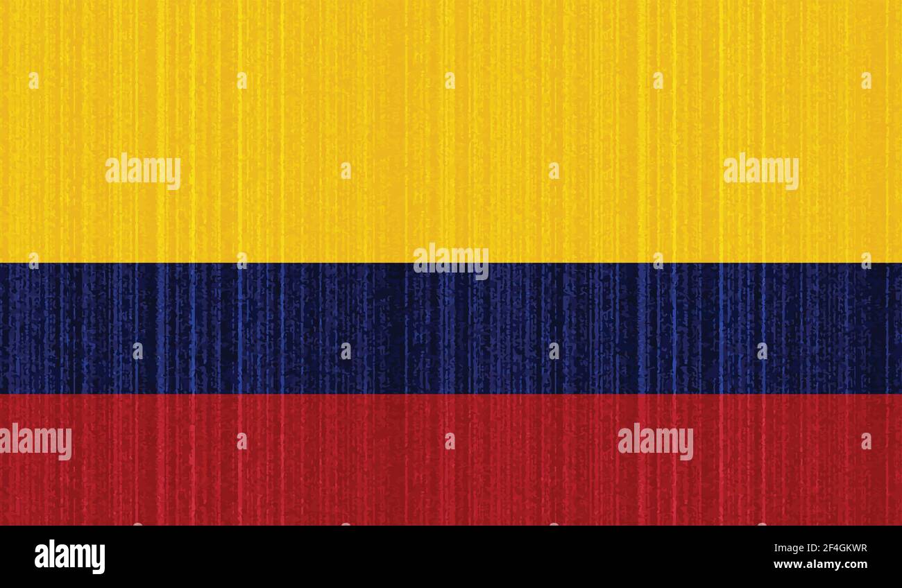 Columbia flag with waving grunge texture. Vector background Stock ...