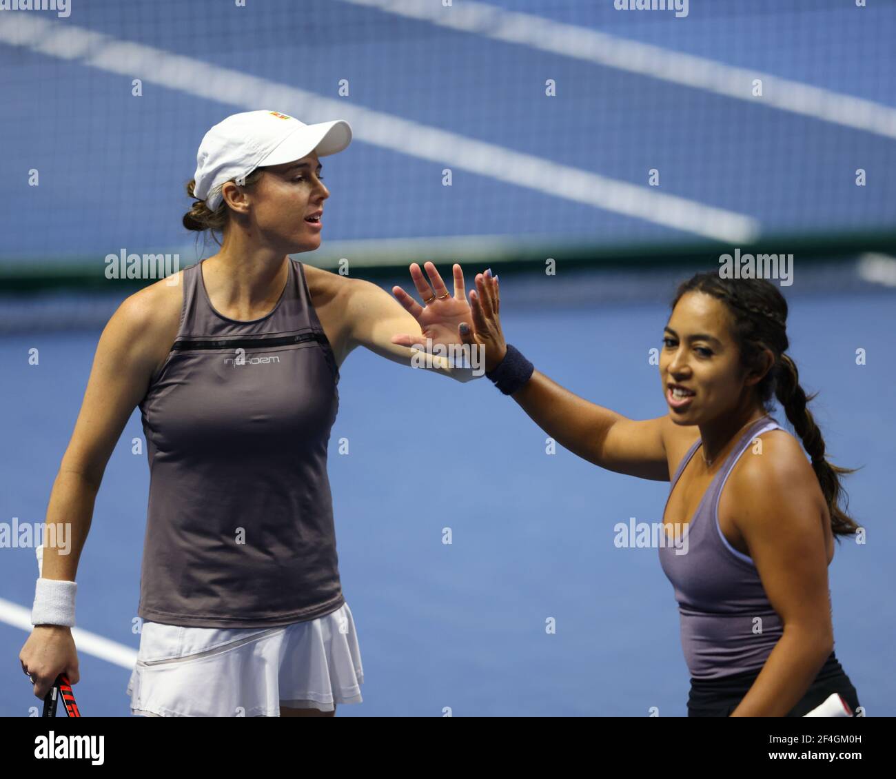 Kaitlyn Christian and Sabrina Santamaria of USA playing against Nadiia ...