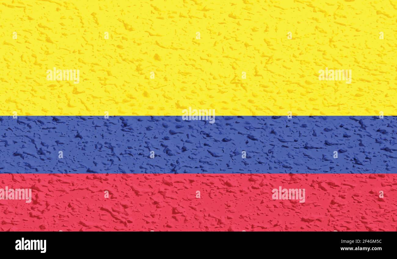 Columbia flag with waving grunge texture. Vector background Stock ...