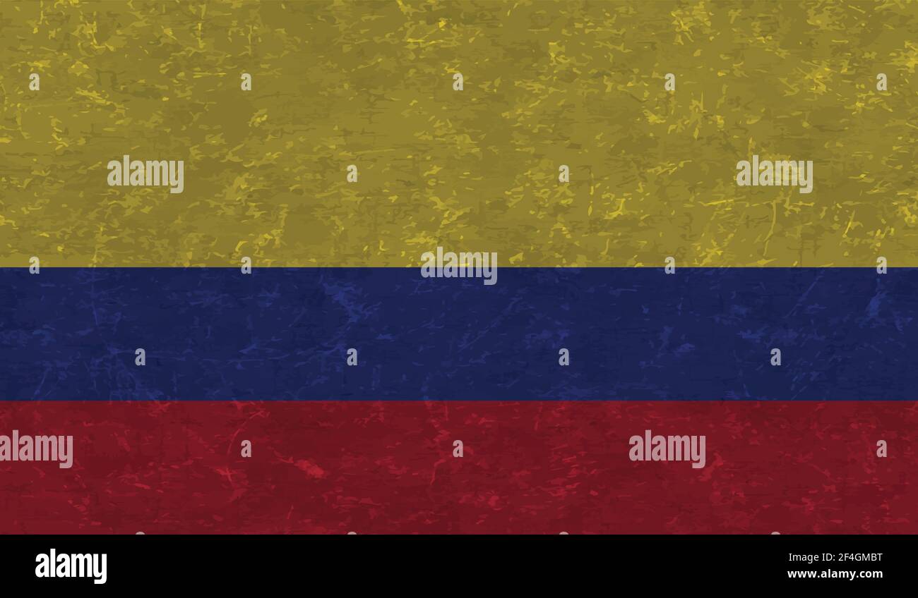 Columbia flag with waving grunge texture. Vector background Stock ...