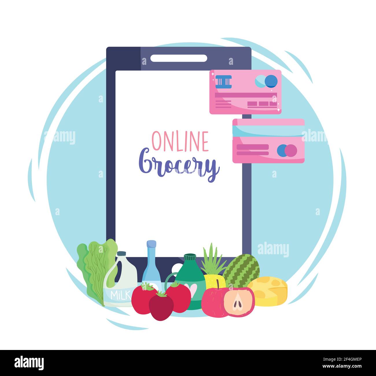 grocery online app payment food Stock Vector Image & Art - Alamy