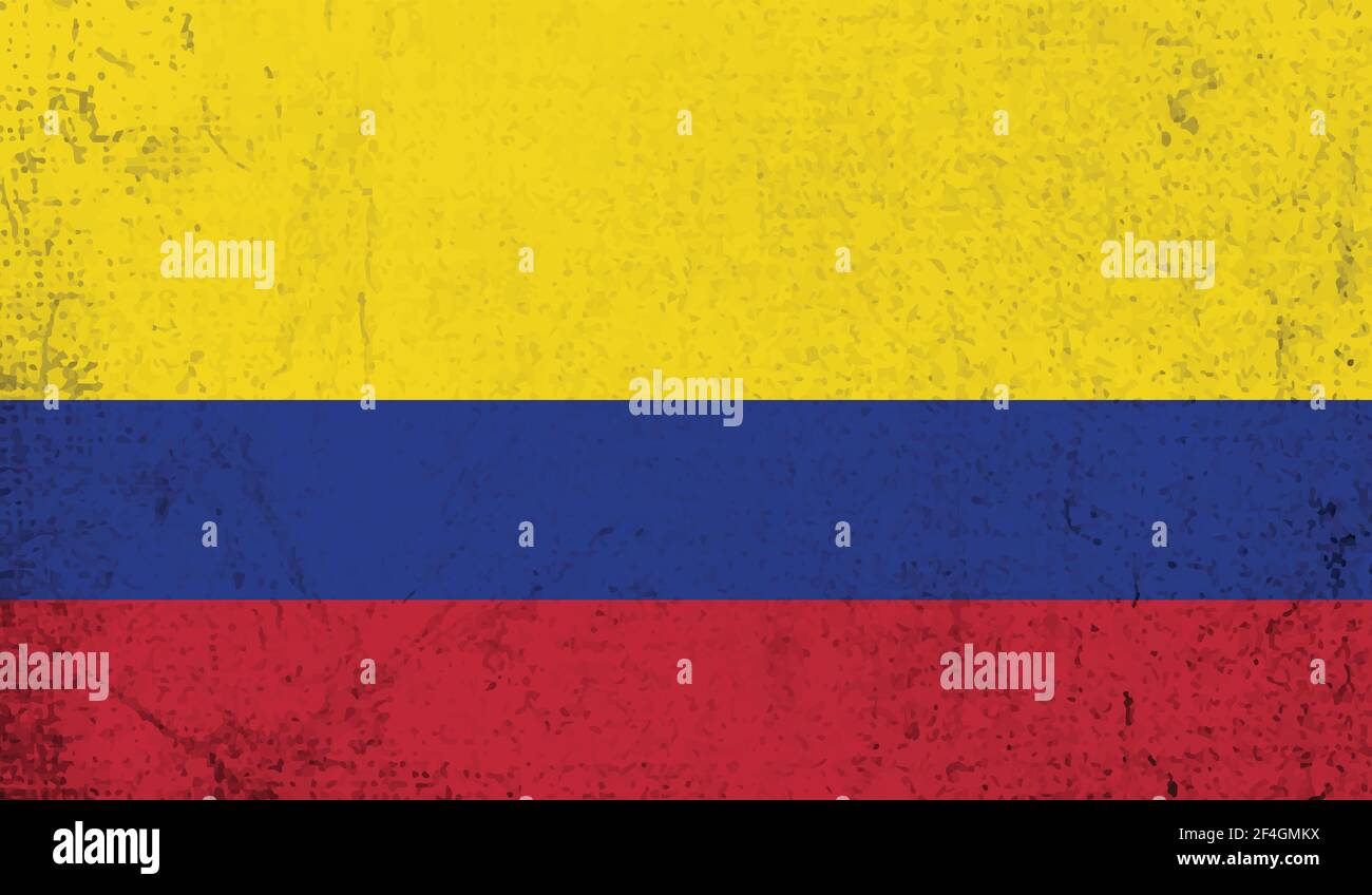 Columbia flag with waving grunge texture. Vector background Stock ...