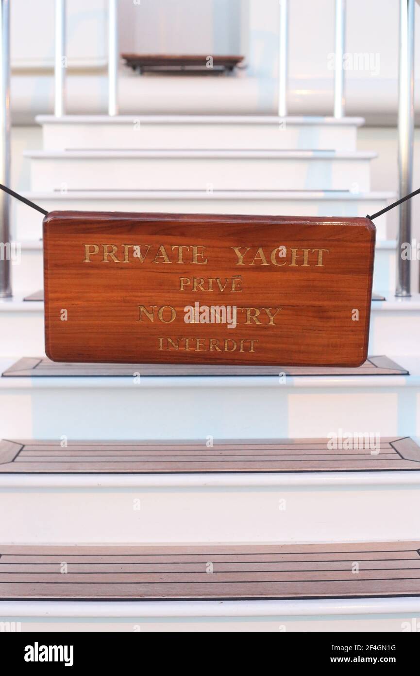 private yacht entry ban plate Stock Photo - Alamy