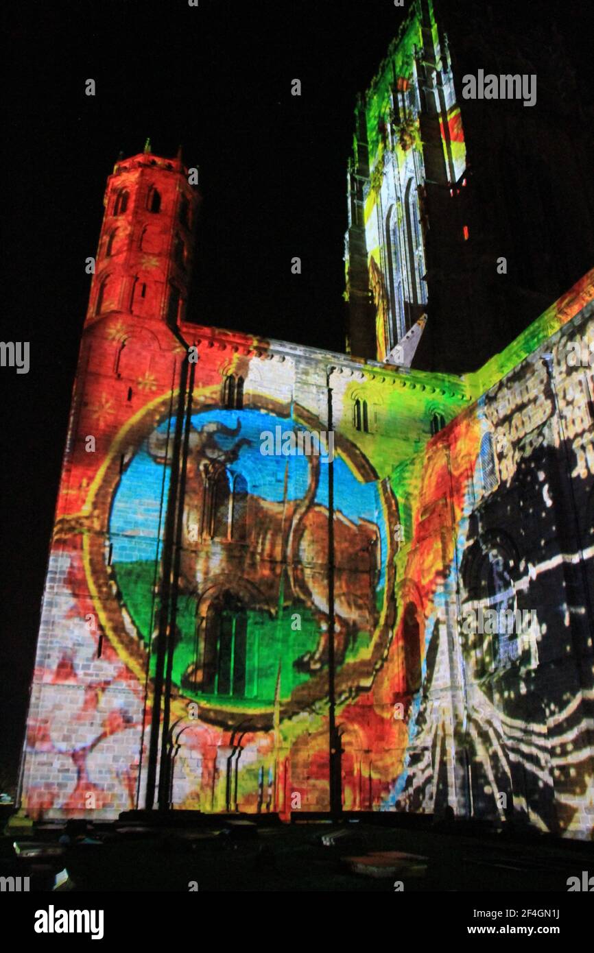 Durham Lumiere light show 2015 Stock Photo - Alamy