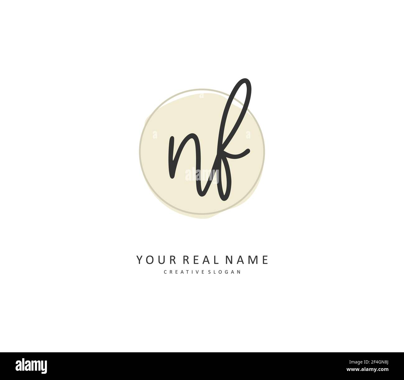 NF Initial letter handwriting and signature logo. A concept handwriting ...