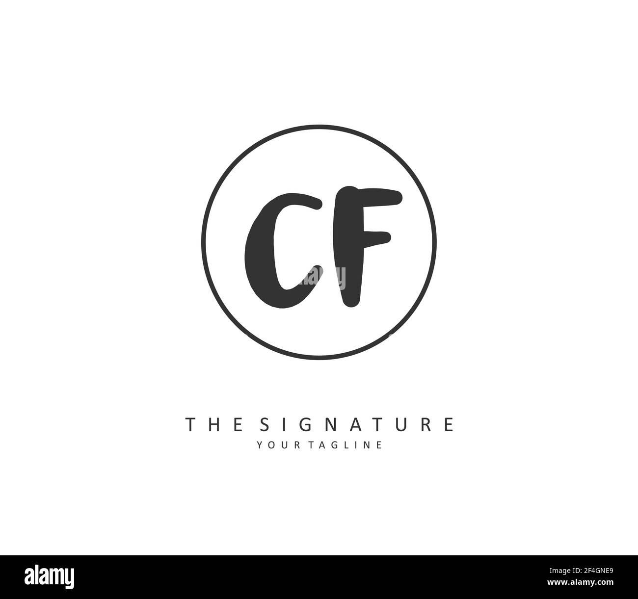 CF Initial letter handwriting and signature logo. A concept handwriting ...