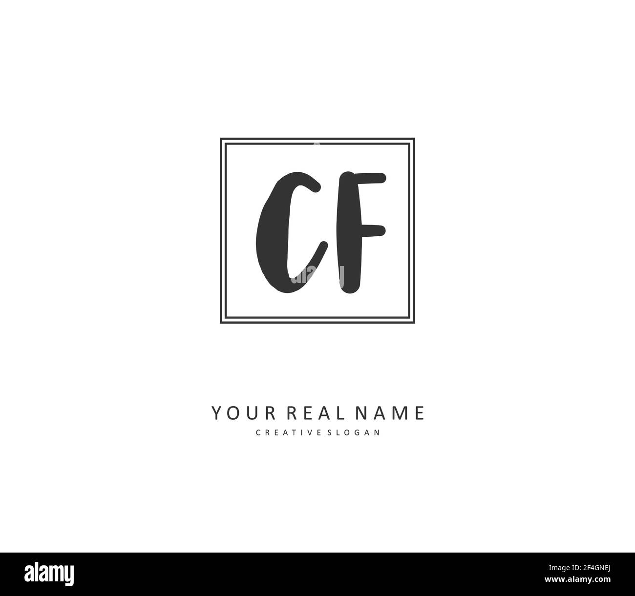 CF Initial letter handwriting and signature logo. A concept handwriting ...
