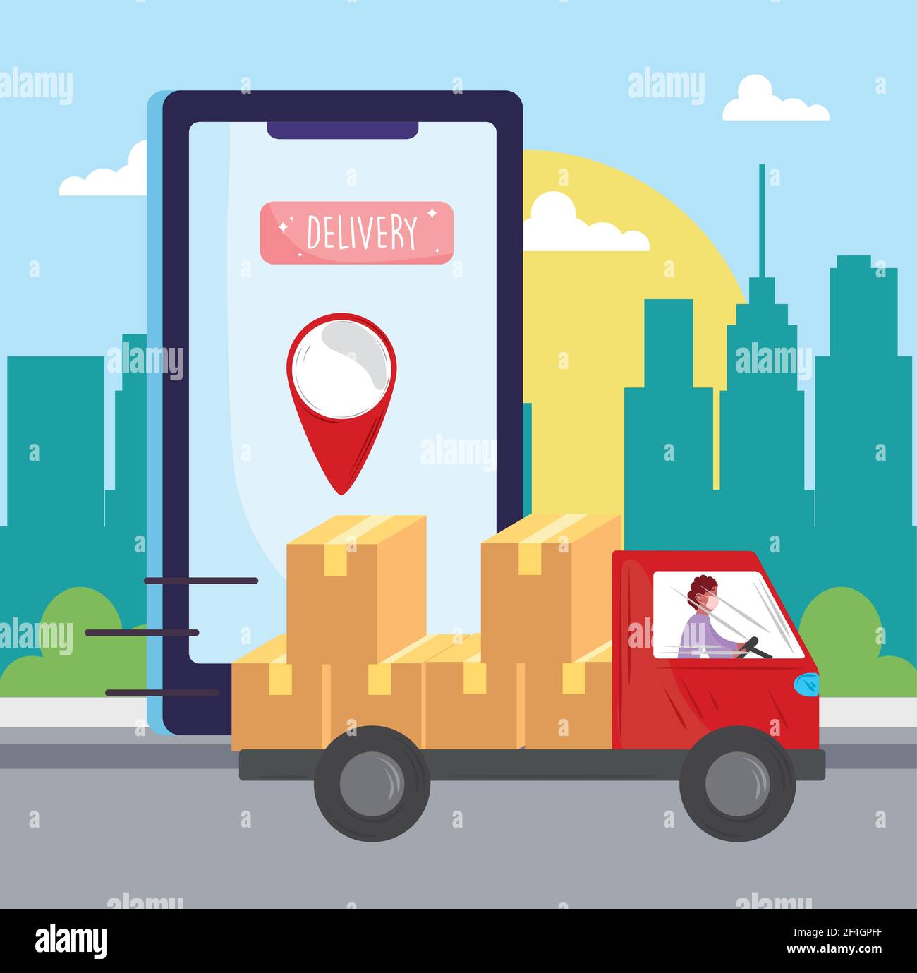 online delivery app transport truck Stock Vector Image & Art - Alamy