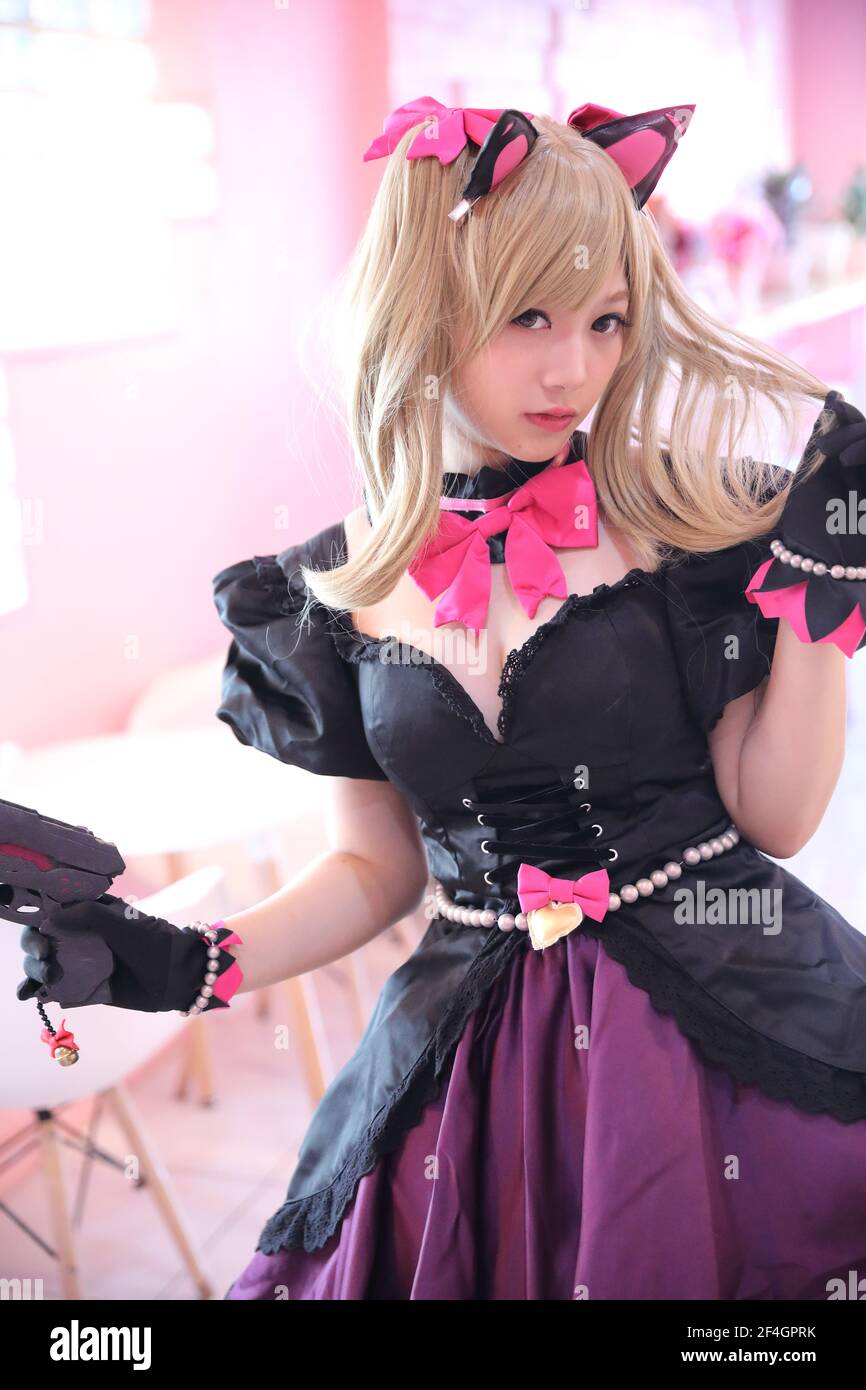Portrait of Japan anime cosplay girl in pink tone Stock Photo - Alamy