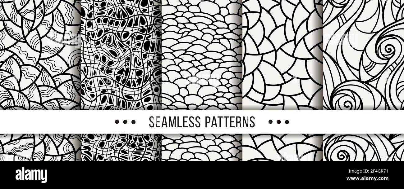 Set of Abstract Seamless Pattern. Collection of elegant patterns for ...