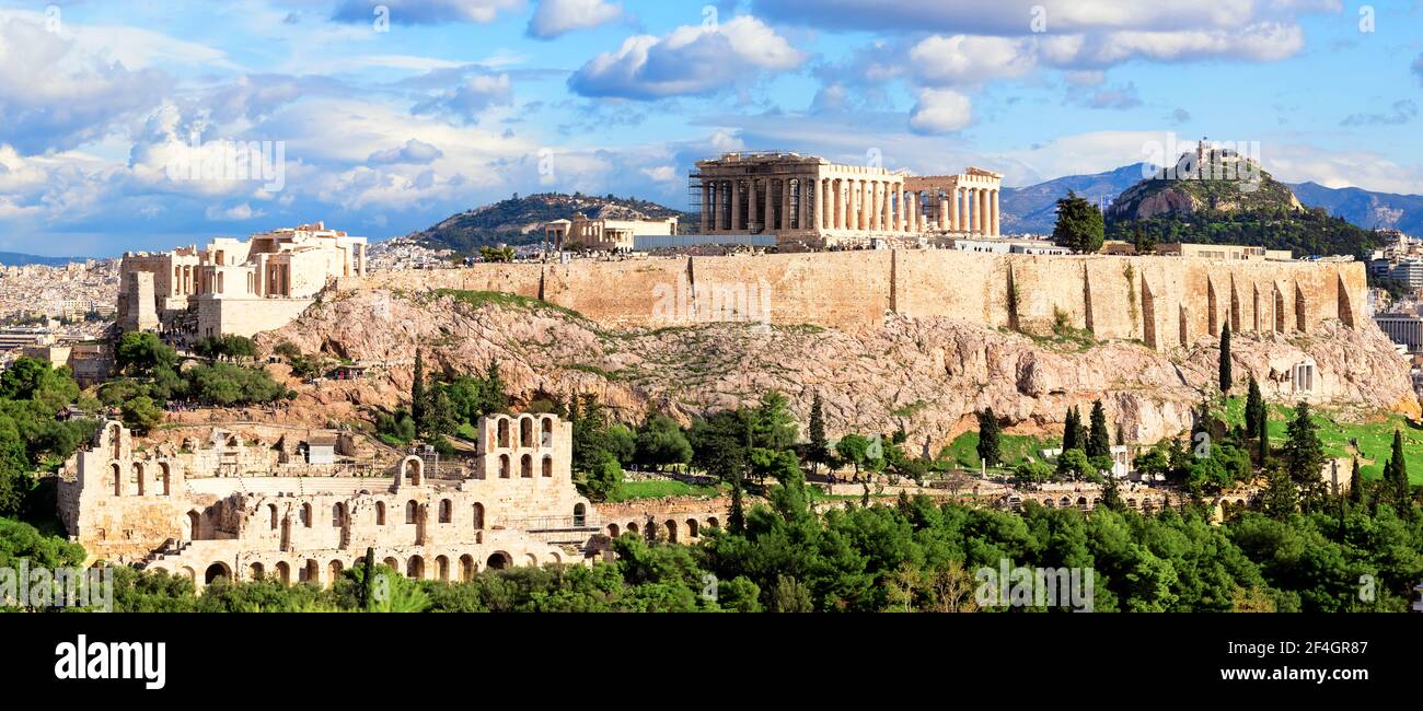 Panorama of Athens with Acropolis hill, Greece. The Acropolis of Athens ...