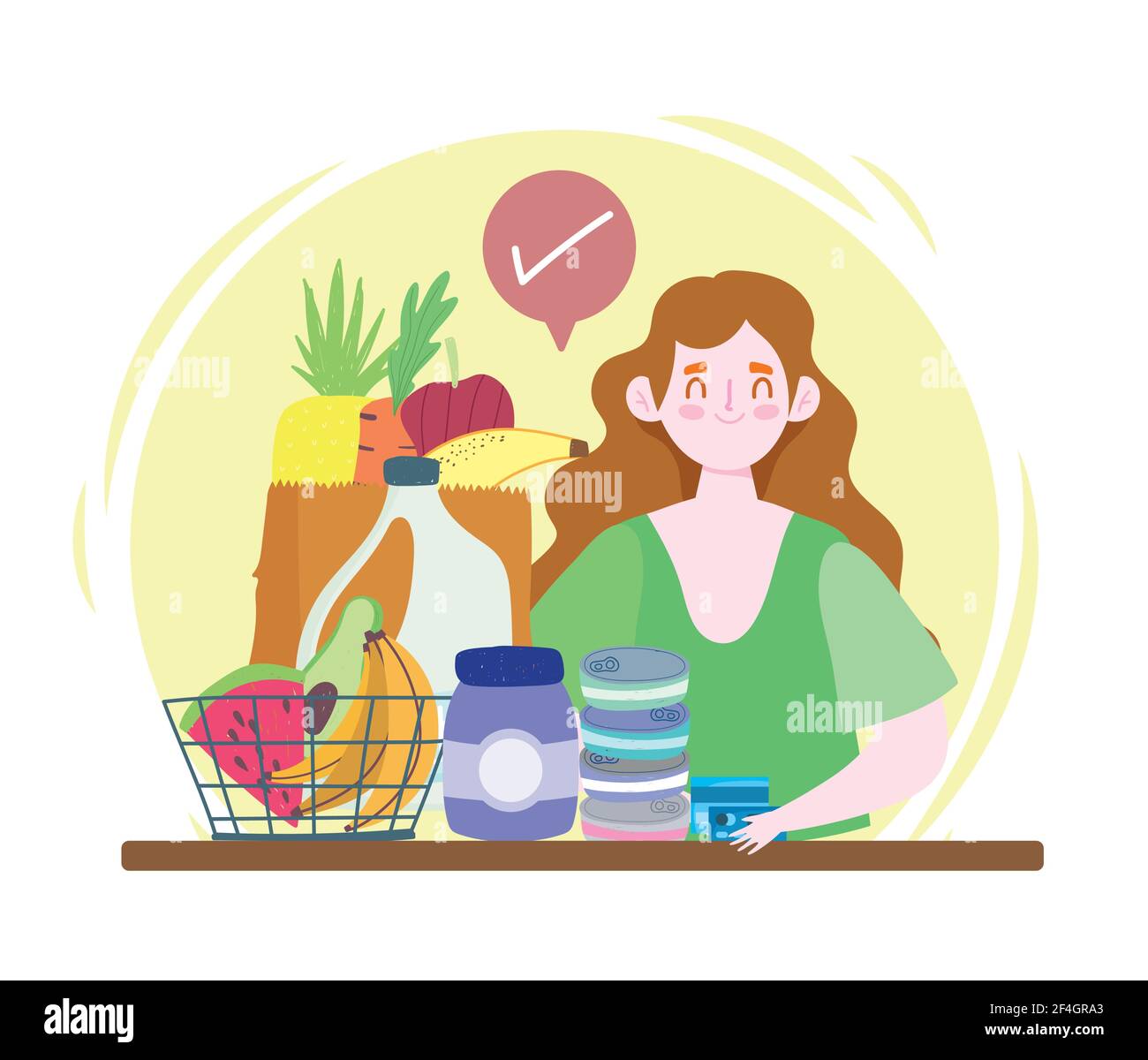 woman grocery shop food cartoon Stock Vector Image & Art - Alamy
