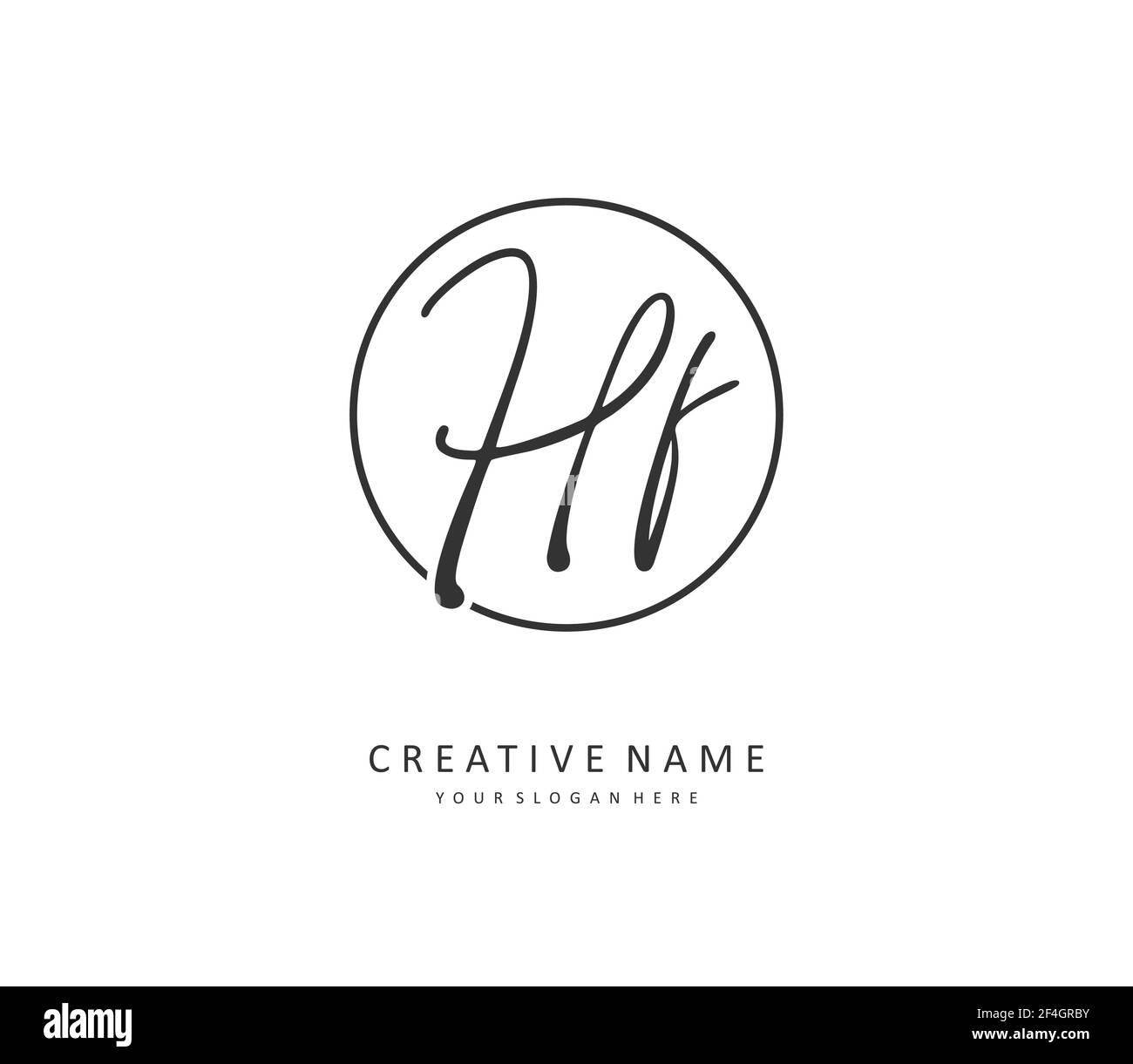 HF Initial letter handwriting and signature logo. A concept handwriting ...