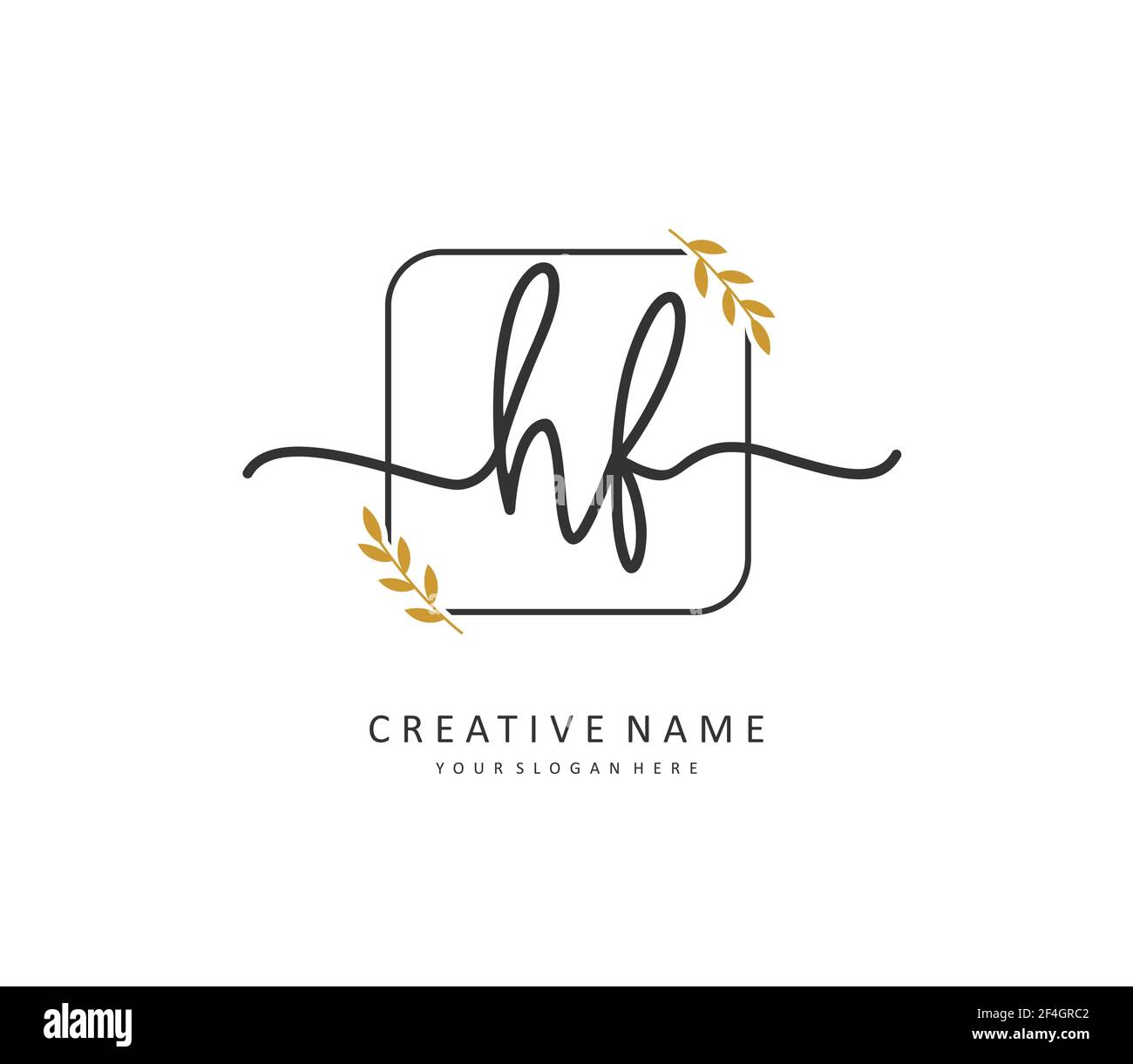 HF Initial letter handwriting and signature logo. A concept handwriting ...
