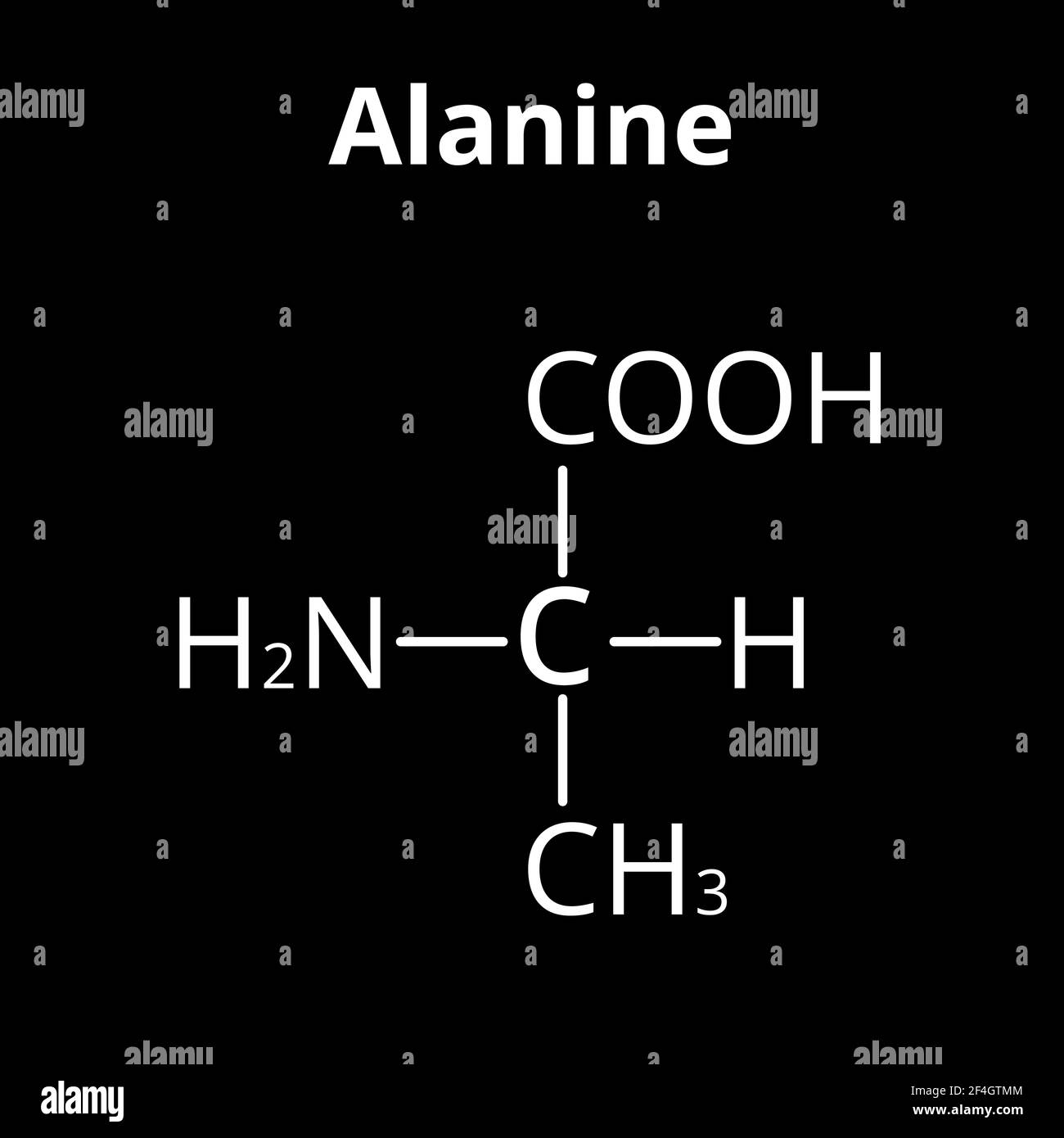 Alanine is an amino acid. Chemical molecular formula Alanine amino acid ...
