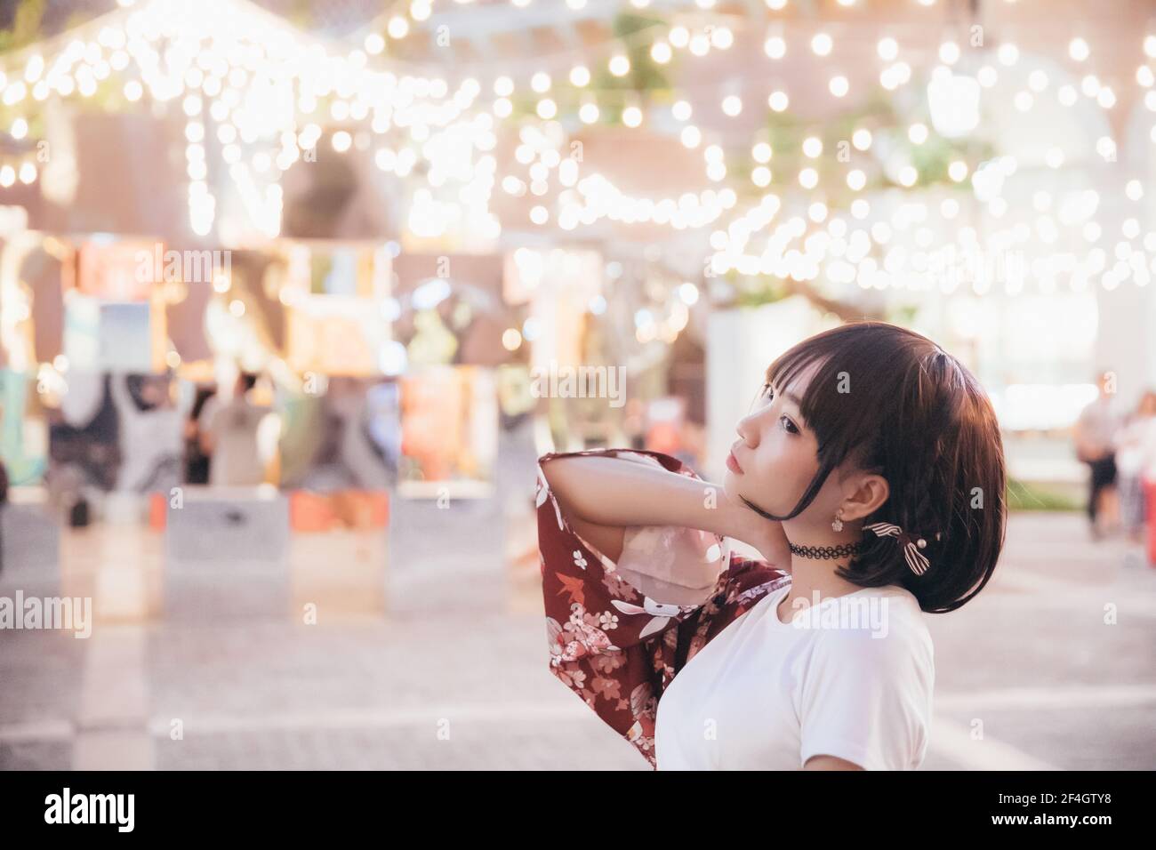 Asian girl portrait at night Stock Photo - Alamy